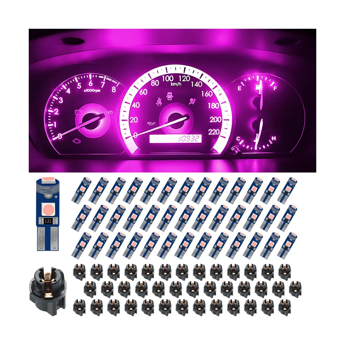 KHGUZ 40PCS Car Dashboard IFF17 T5 LED Lights, Bright Auto Instrument ...