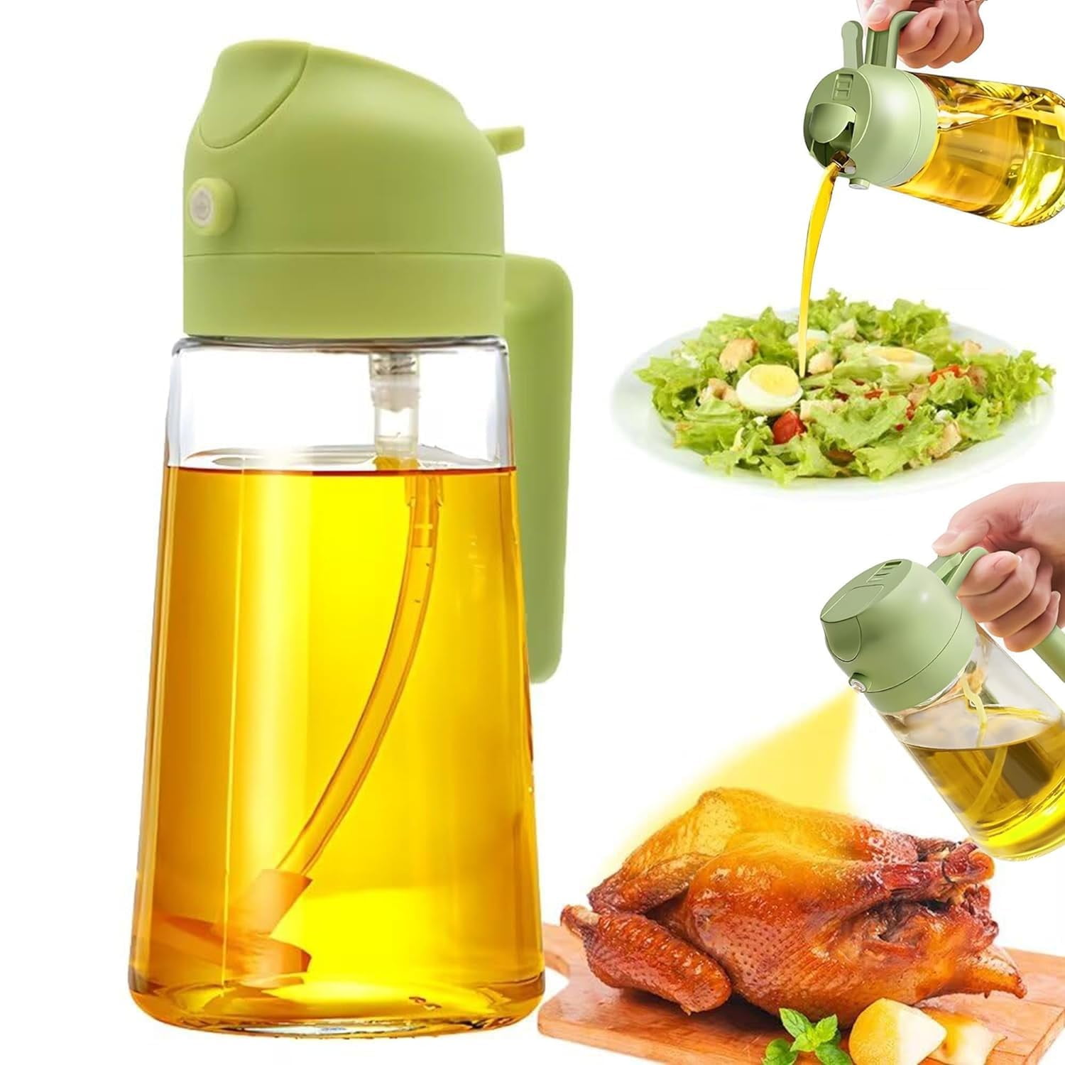 KHOLDI Olive Oil Sprayer for Cooking 500ml Glass Oil Dispenser Bottle ...