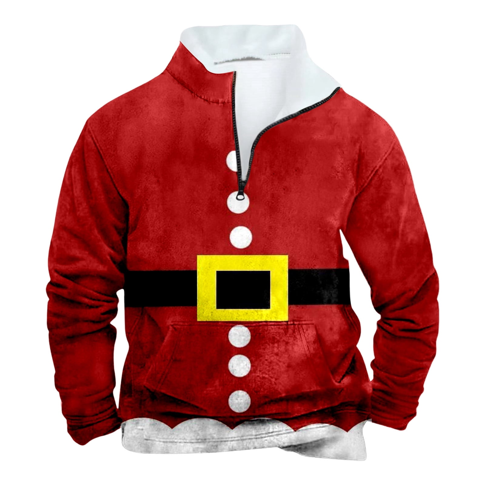 KHONTS 3D Christmas Sweatshirts for Men Quarter Zip Festive Holiday ...
