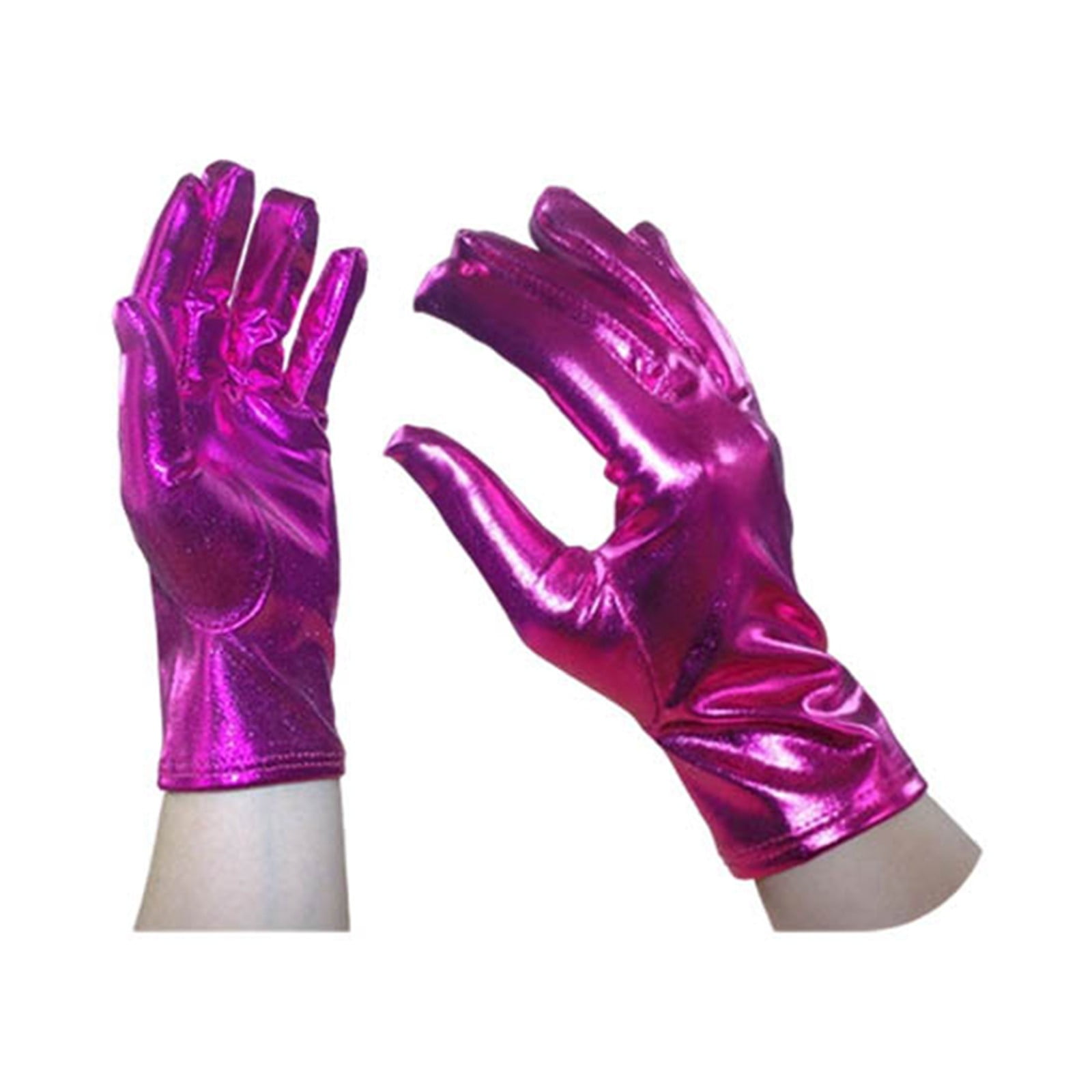 KHONTS Adult Unisex Shiny Metallic Spandex Gloves Hand Accessories Hot ...