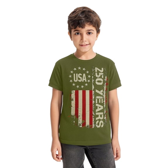 KHONTS Boys 250th Anniversary USA Waffle Shirt 250years America T Shirt ...