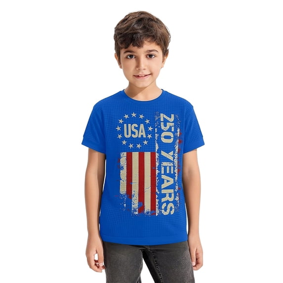 KHONTS Boys 250th Anniversary USA Waffle Shirt 250years America T Shirt ...