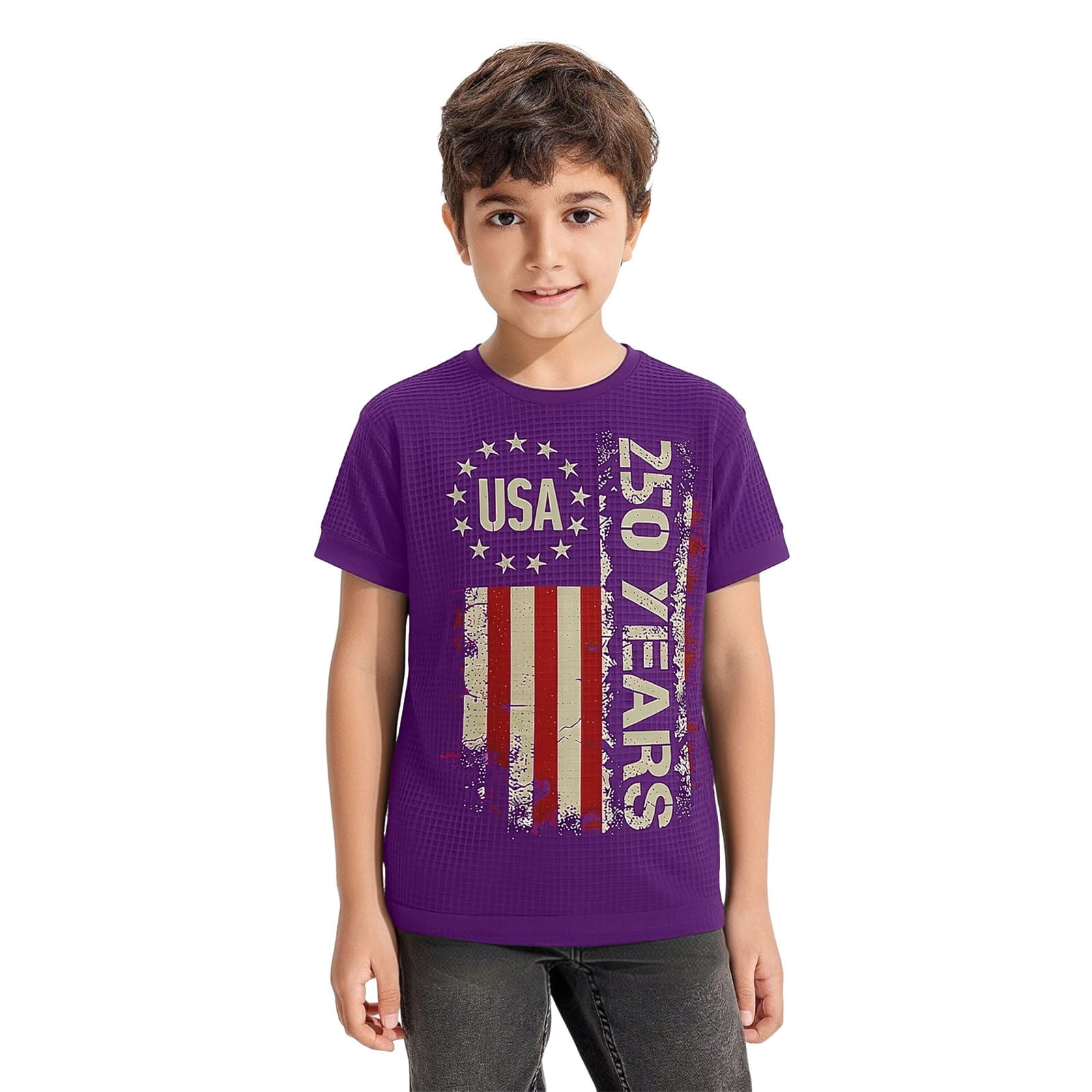 KHONTS Boys 250th Anniversary USA Waffle Shirt 250years America T Shirt ...