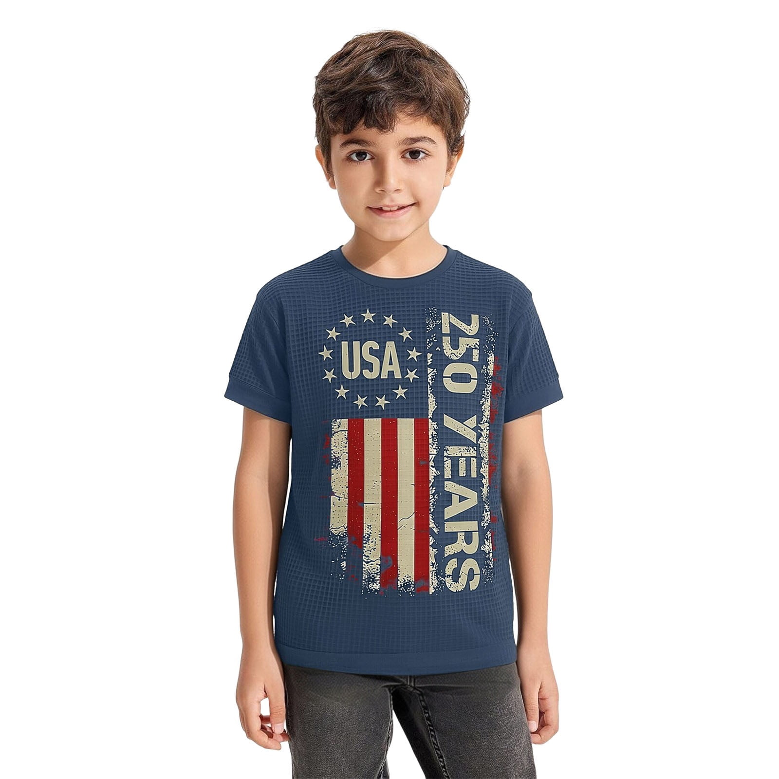 KHONTS Boys 250th Anniversary USA Waffle Shirt 250years America T Shirt ...