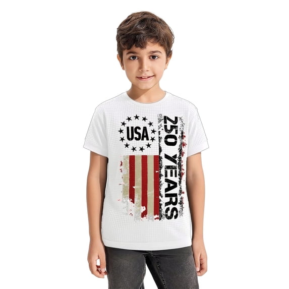 KHONTS Boys 250th Anniversary USA Waffle Shirt 250years America T Shirt ...