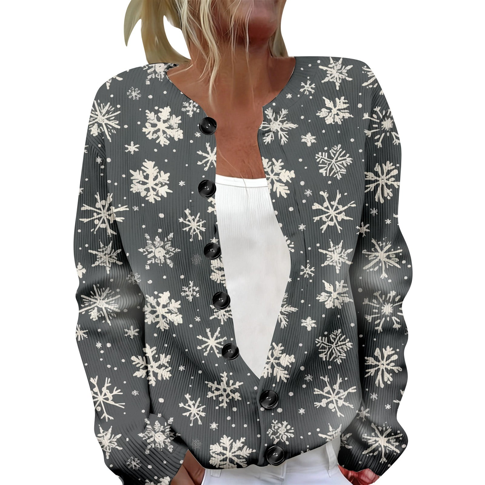 KHONTS Christmas Cardigan Sweaters for Women 2025 Funny Xmas Open Front ...