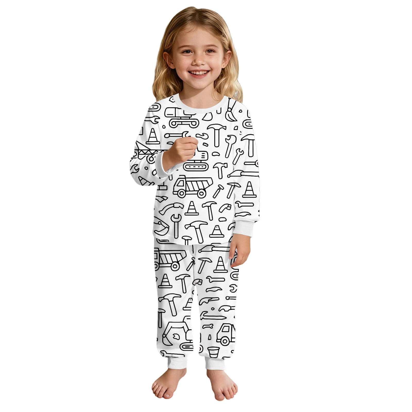 KHONTS Colorable Pajamas Set for Kids DIY Christmas Outfit 2 Piece Boy ...