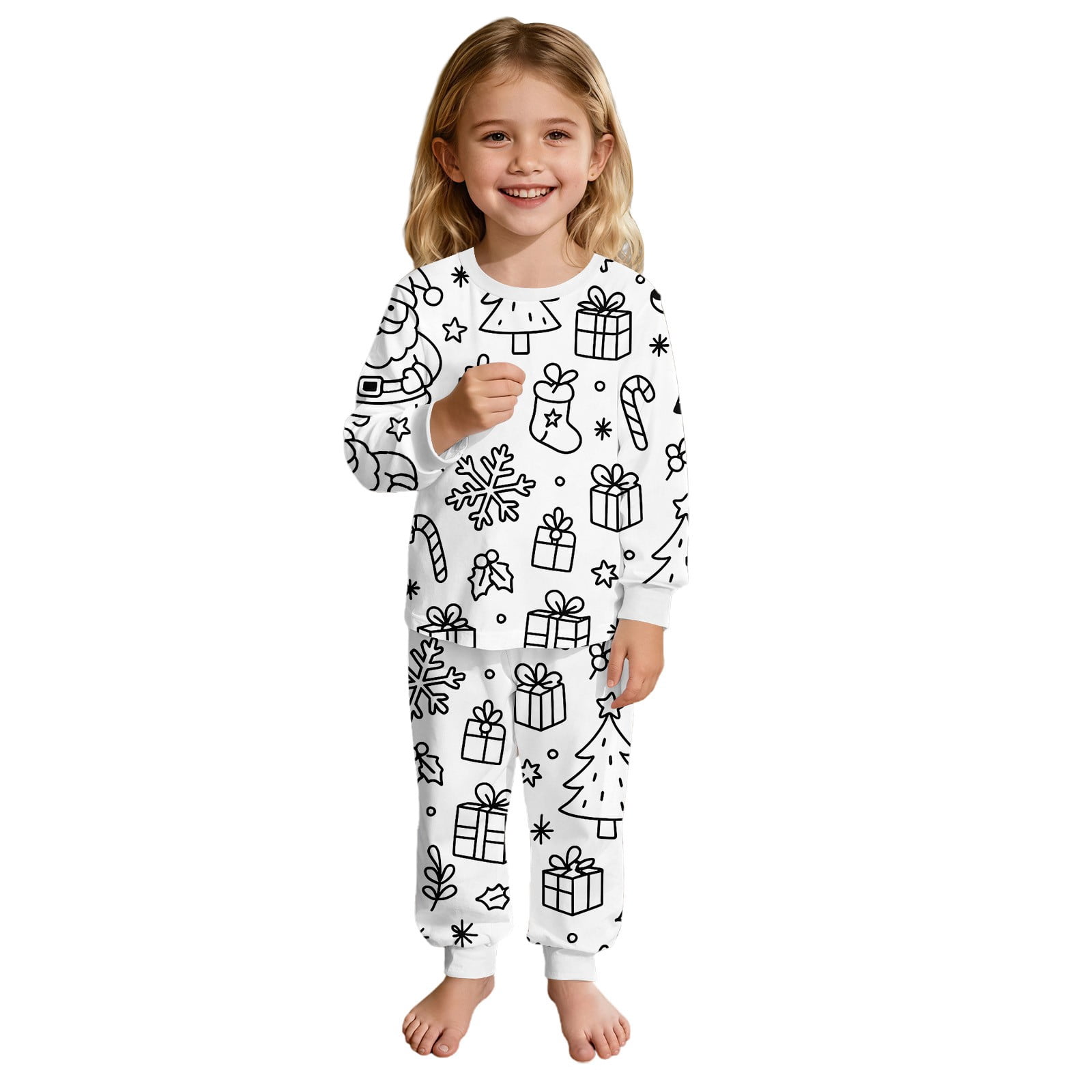 KHONTS Colorable Pajamas Set for Kids DIY Christmas Outfit 2 Piece Boy ...