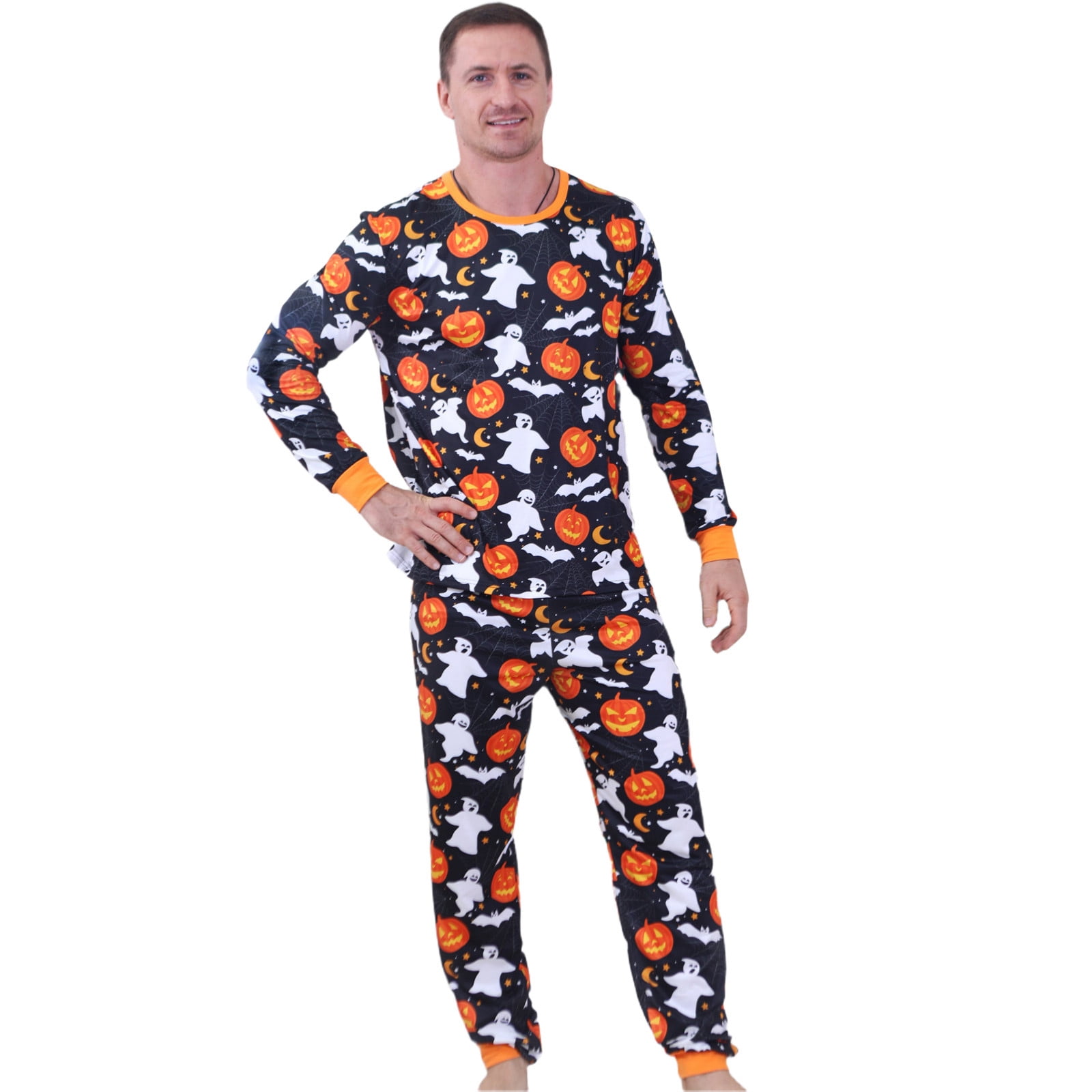 KHONTS,Halloween Family Pajamas Funny Cute Ghost 2 Piece Set with Long ...
