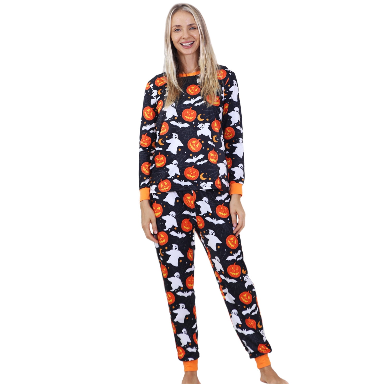 KHONTS,Halloween Family Pajamas Funny Cute Ghost 2 Piece Set with Long ...