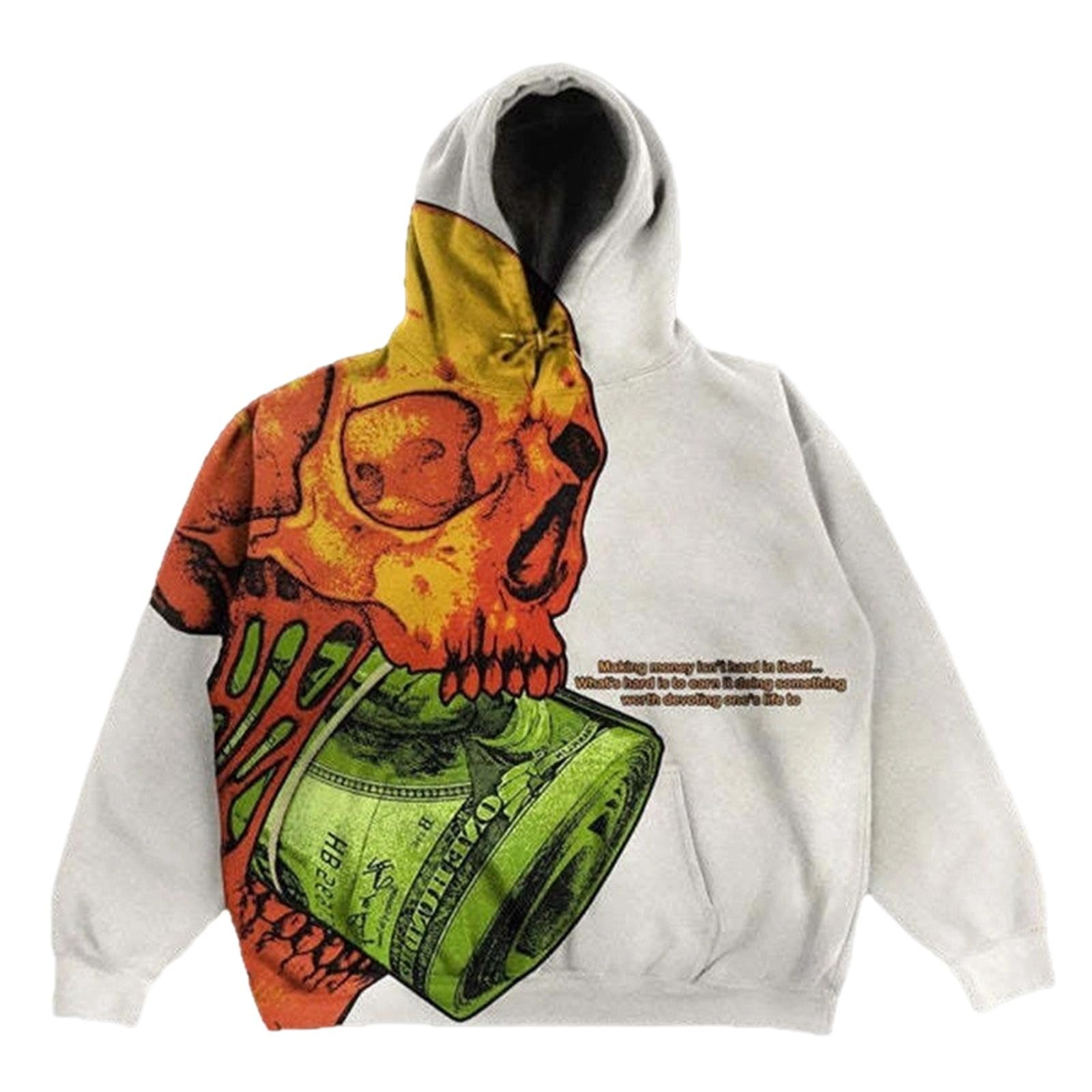 KHONTS Men's Baggy Graphic Printed Hoodies Lined Trendy Hop Hoodies ...