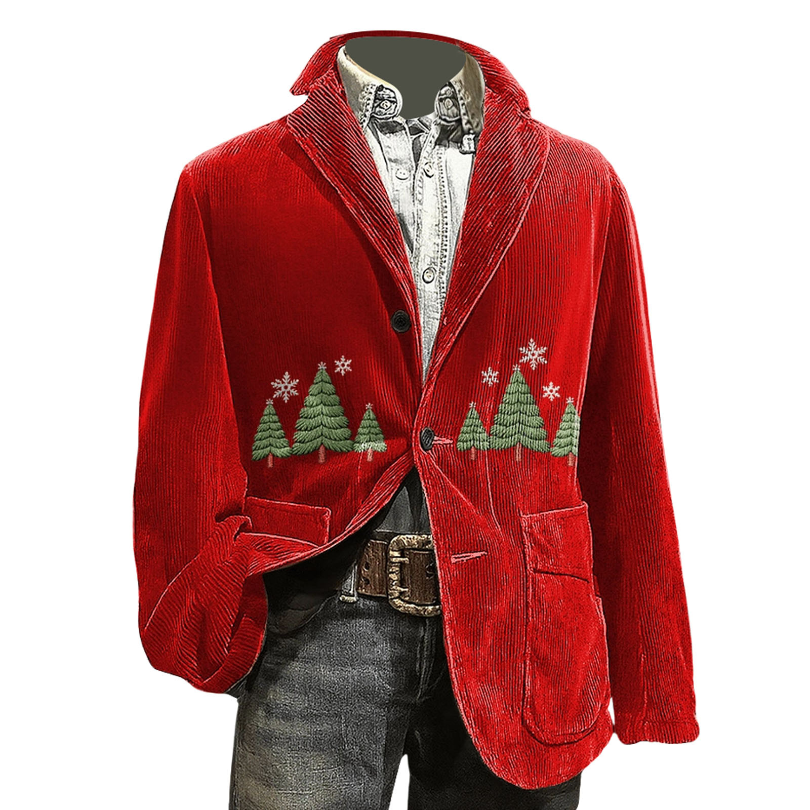 KHONTS Men's Christmas Blazer Corduroy Xmas Graphic Suit Jackets Lapel ...
