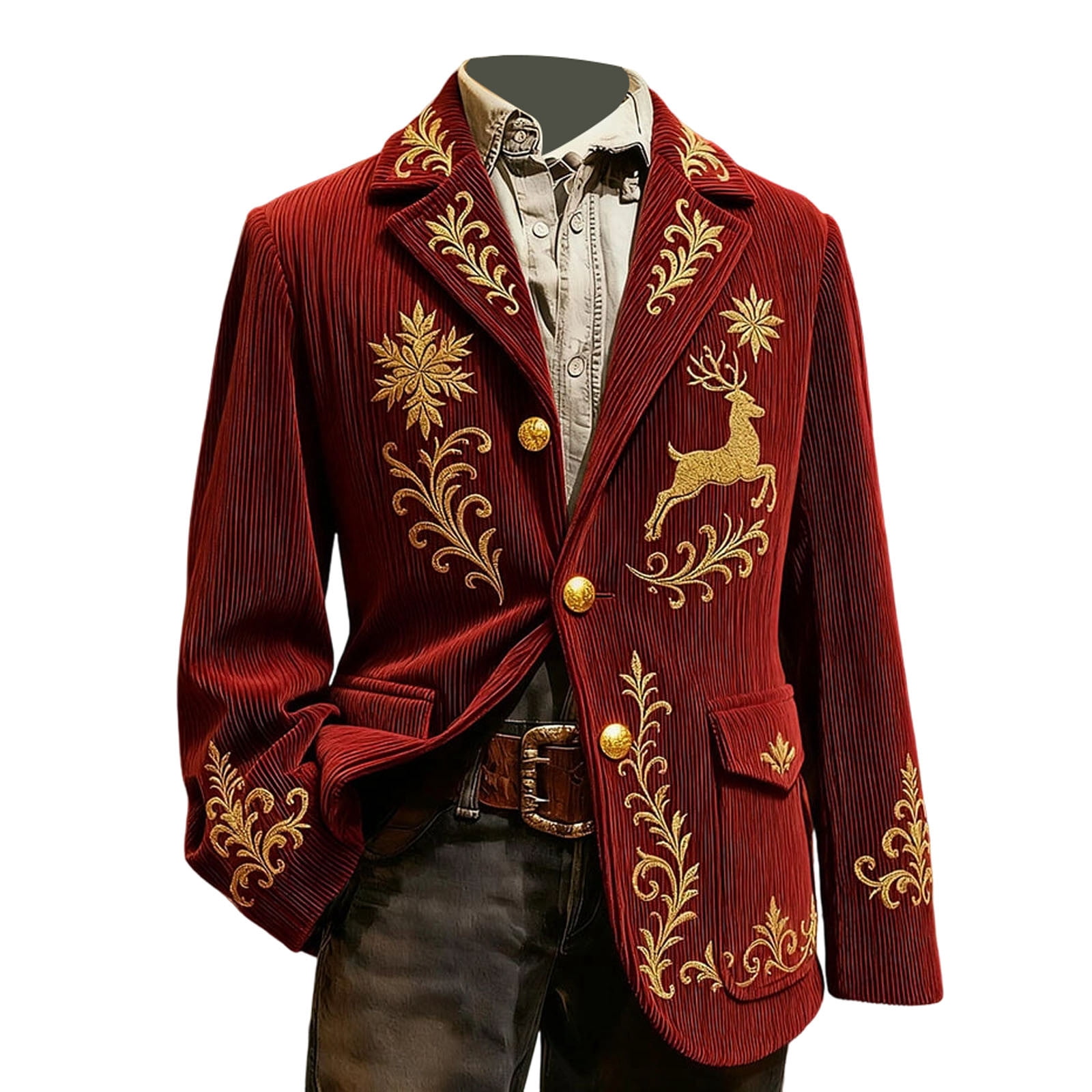 KHONTS Men's Christmas Blazer Corduroy Xmas Graphic Suit Jackets Lapel ...