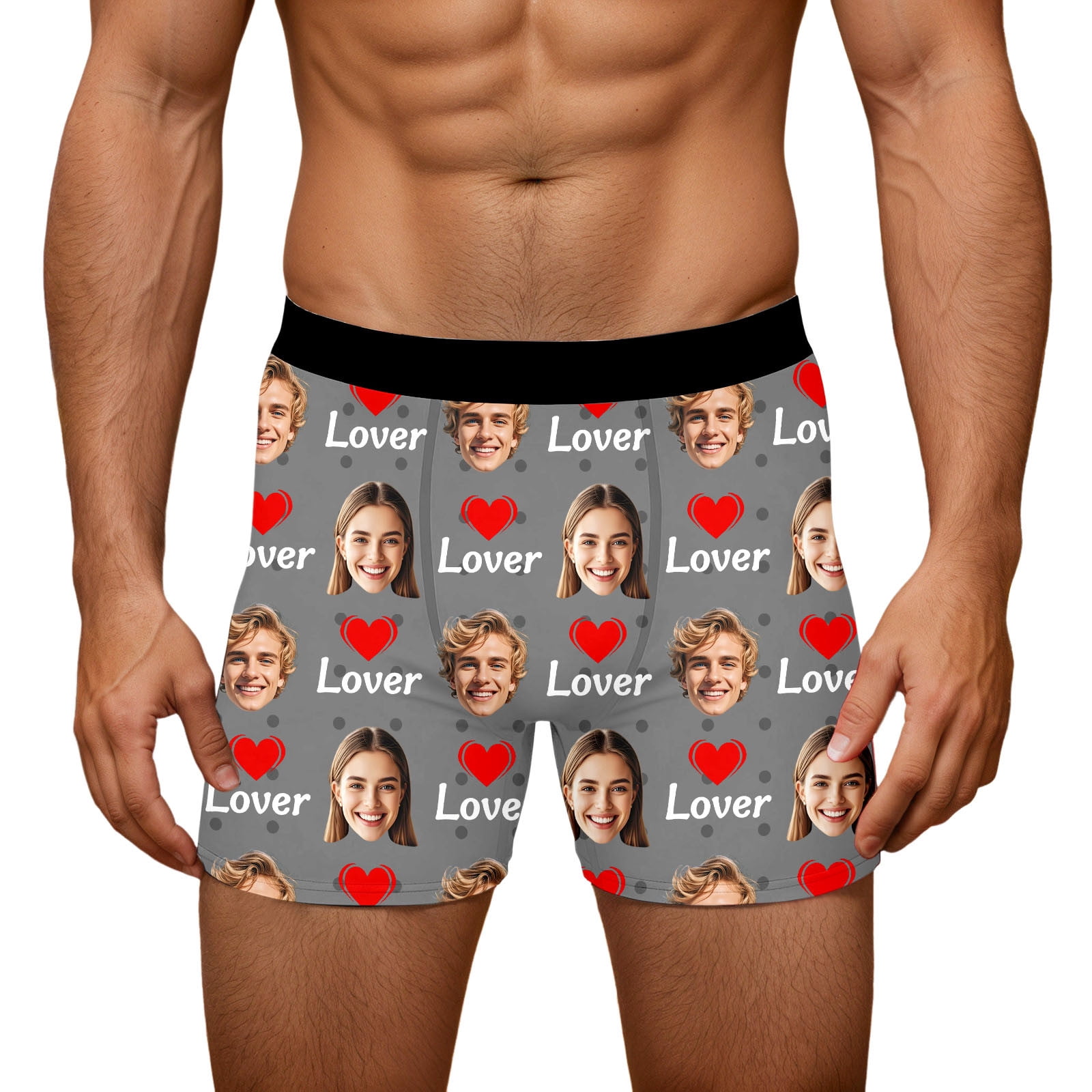 KHONTS Men's Personalized Boxers Husband Boyfriend Funny Boxers DIY ...