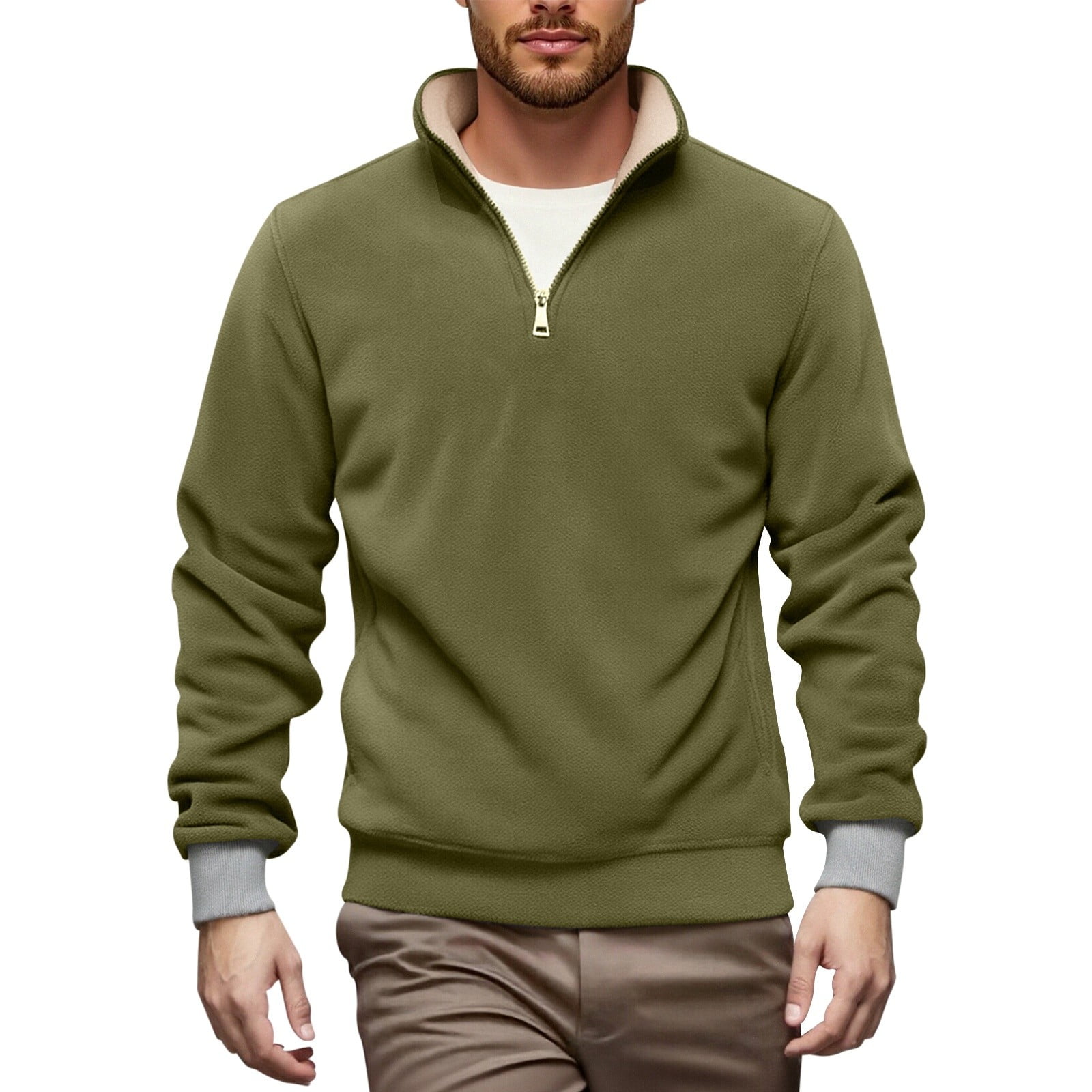 KHONTS Men's Quarter Zip Polar Fleece Pullover Sweatshirts Long Sleeve ...