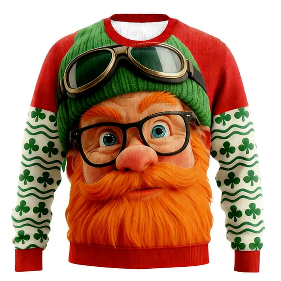 KHONTS Men's St Patrick's Day Sweatshirts Shamrock Printed Long Sleeve ...