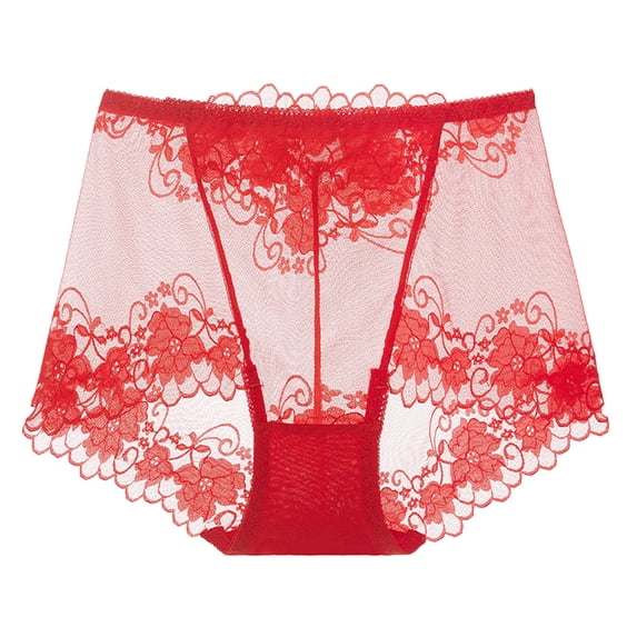 KHONTS Seamless High Waisted Panties for Women Lace Jacquard Comfort ...