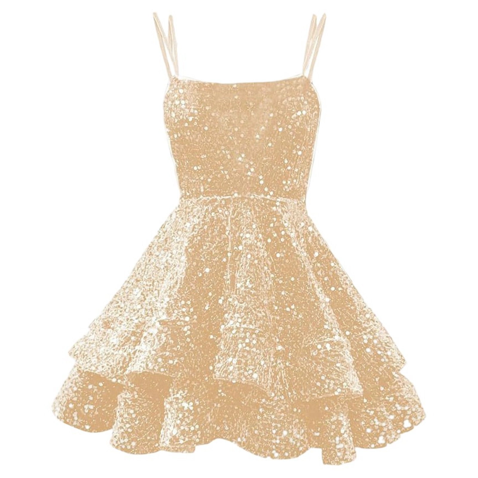 KHONTS Spaghetti Straps Sequin Homecoming Dresses for Sparkly Tiered ...