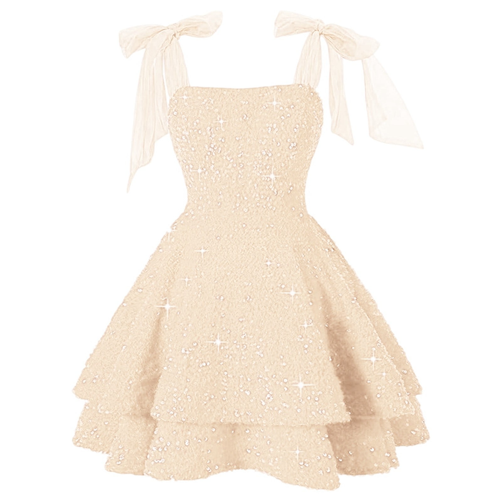 KHONTS Sparkly Sequin Short Homecoming Dresses Mesh Strap Puffy a Line ...