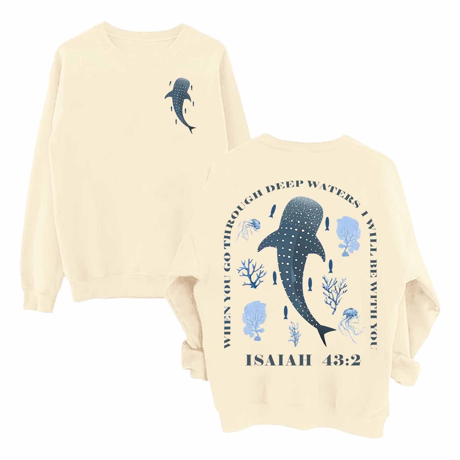 KHONTS Whale Shark Sweatshirts for Women Jesus God Bible Verse Hoodie ...