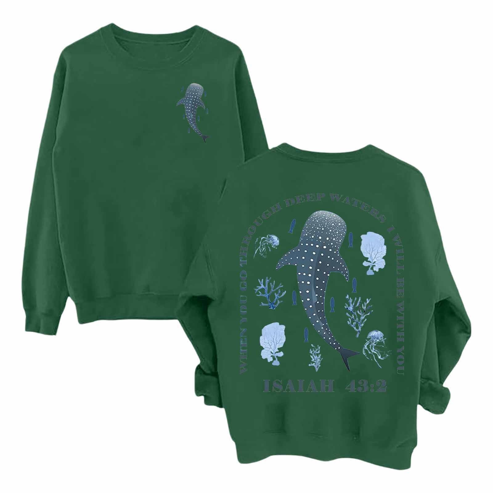 KHONTS Whale Shark Sweatshirts for Women Jesus God Bible Verse Hoodie ...