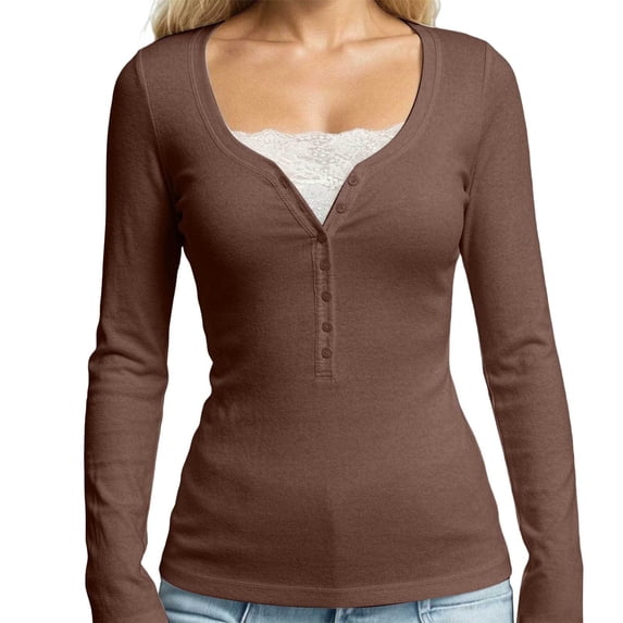 KHONTS Women Cute Grunge Shirts Y2k Fall Tops Long Sleeve Lace Tees ...