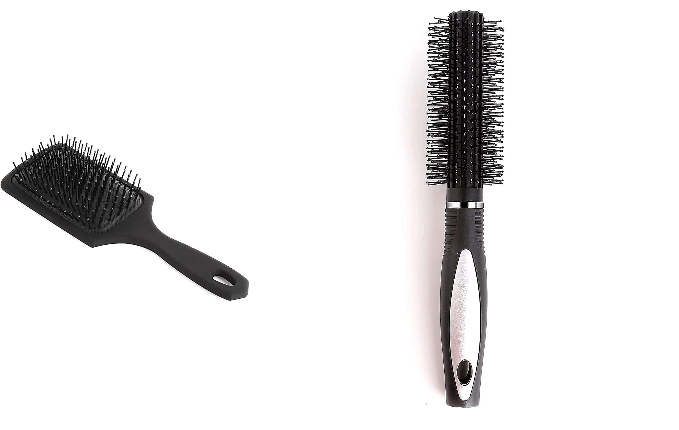 KHUSHI Cushion Paddle Hair Brush and Round Hair Comb Brush with Soft ...
