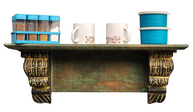 KHUSUBHDECOR Wooden Rack Shelf Bracket Hand Carving Attractive and ...