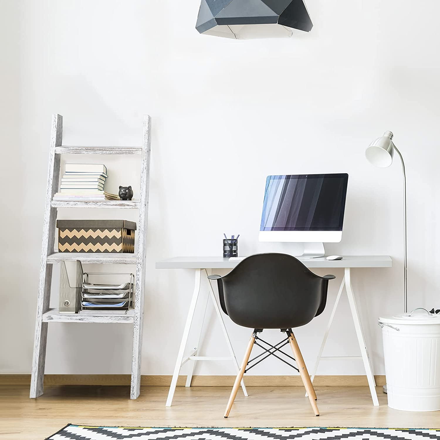 KIAYACI 4-Tier Blanket Ladder Leaning Bookshelf Bathroom Shelving ...