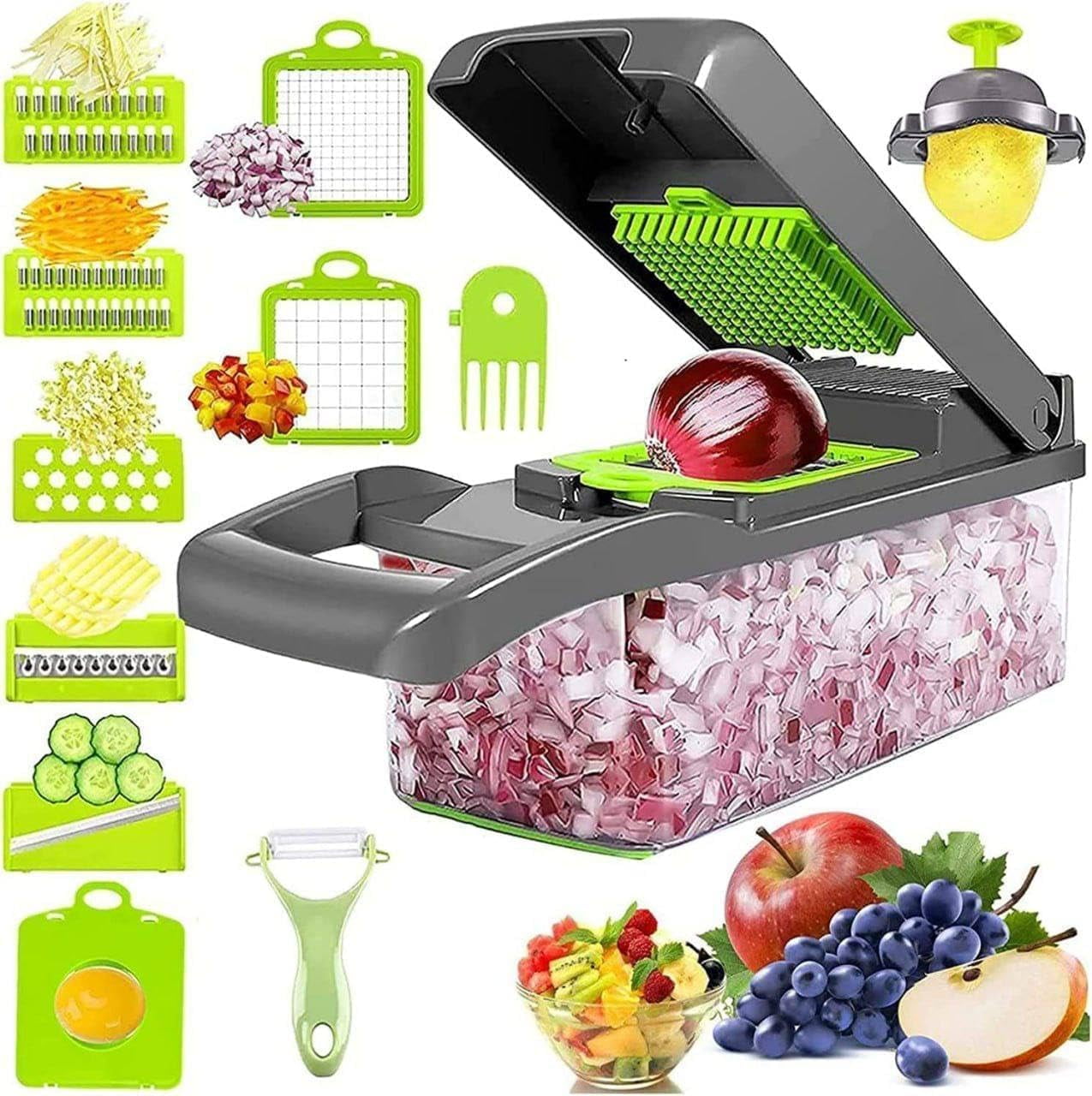 KIBBLBETRO 14 in 1 Multipurpose Chopper Fruits Vegetable Cutters Grater ...