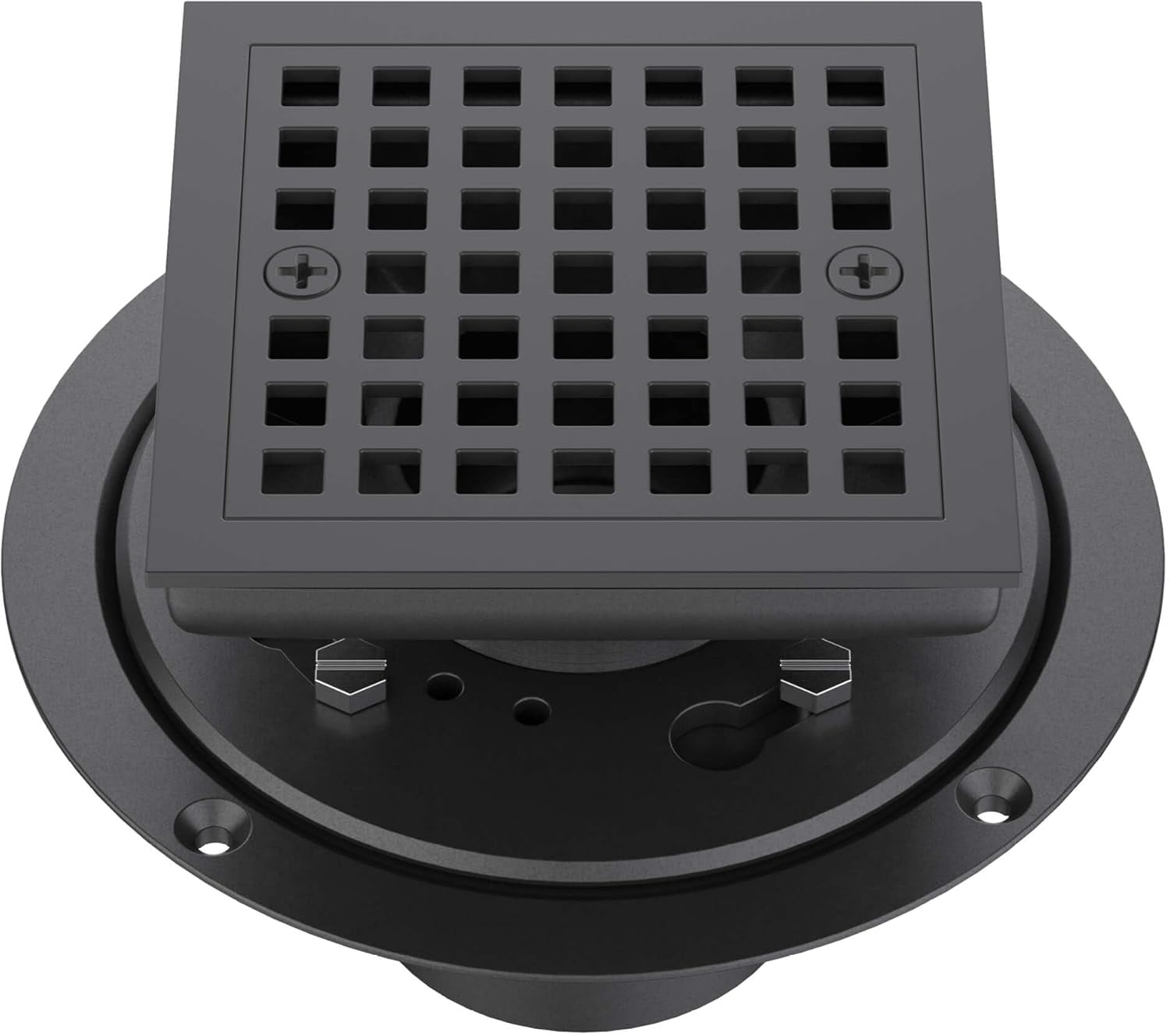 KIBI 4" Square Shower Drain for Tile with Adjustable ABS Base Flange ...