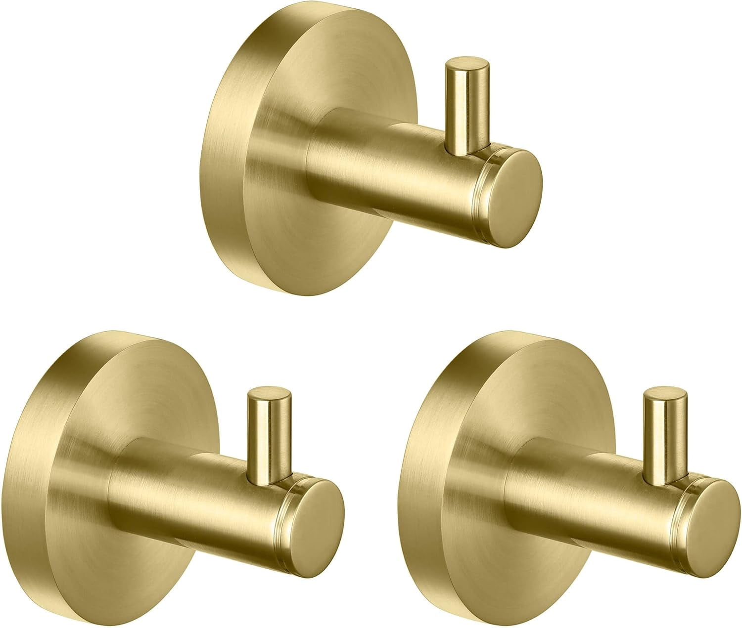KIBI Circular Wall Mounted Robe and Towel Hooks in Brushed Gold | 2 ...