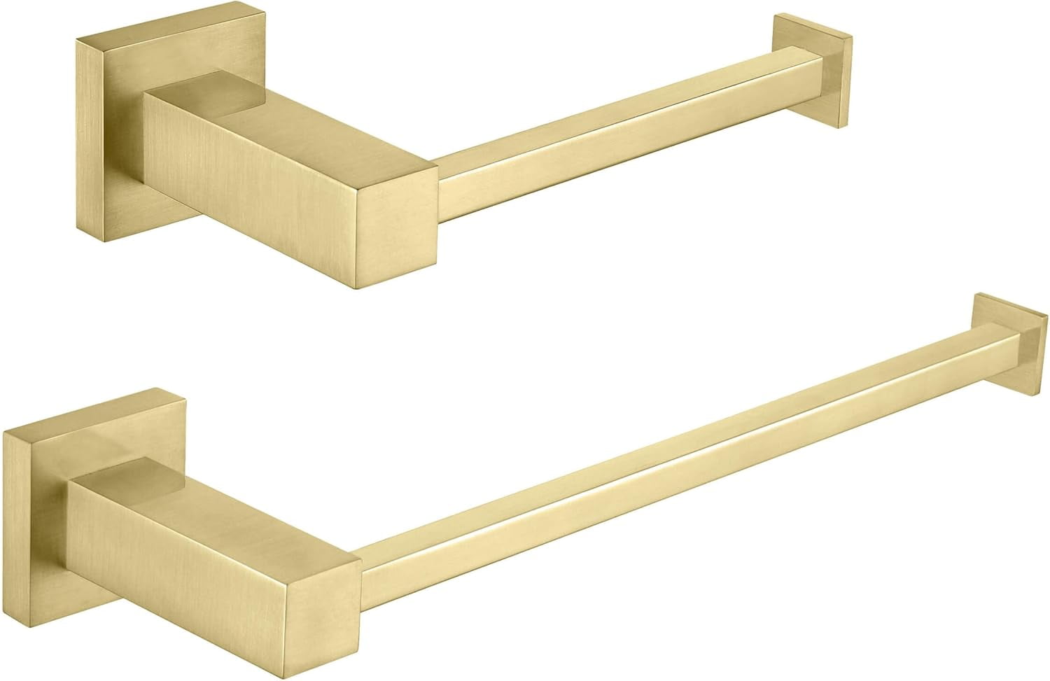 KIBI Cube Bathroom Hardware Set | Towel Bar and Toilet Paper Holder | Solid Brass Bathroom ...