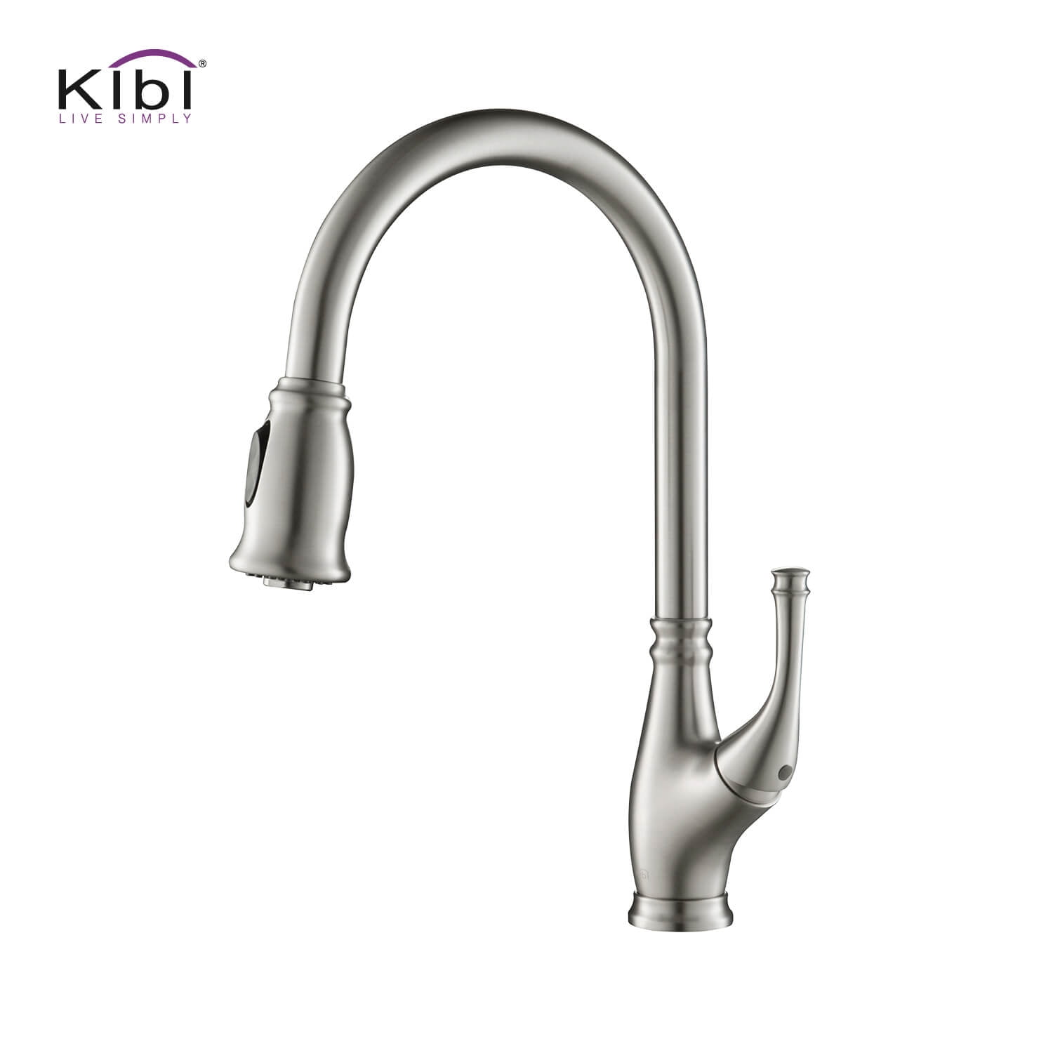KIBI High Arc Pull Out Single Level Lead Free Brass Kitchen Faucet with ...