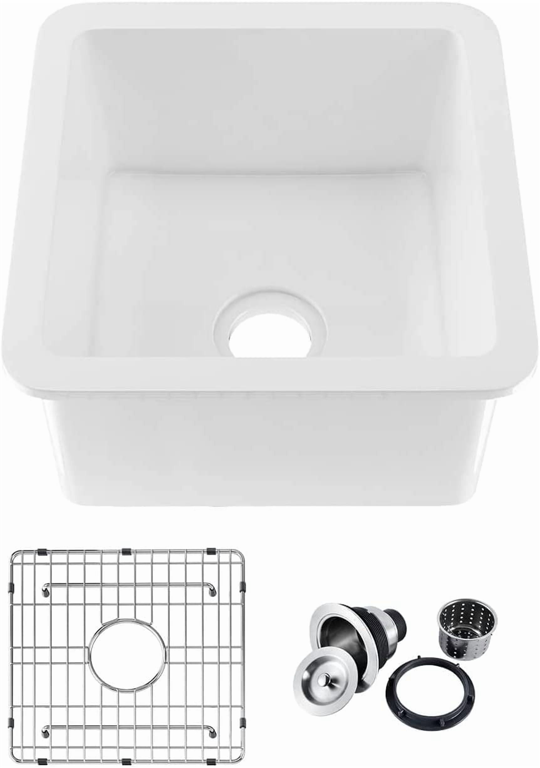 KIBI K2-S18SQ Single Bowl Heat Safe Glazing Fireclay Undermount Kitchen ...