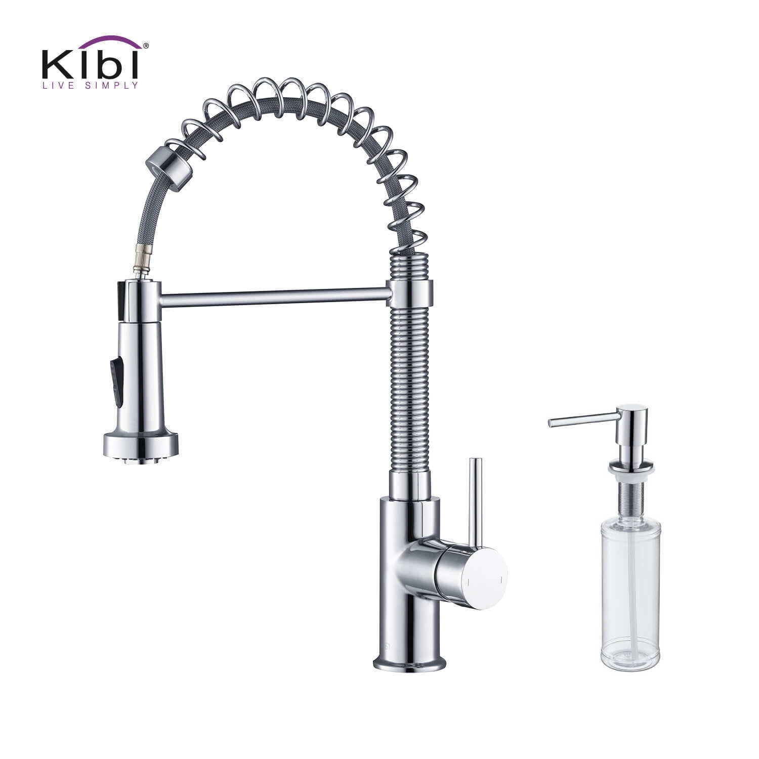 KIBI Lead Free Solid Brass Single Handle Pull Down Kitchen Faucet with ...