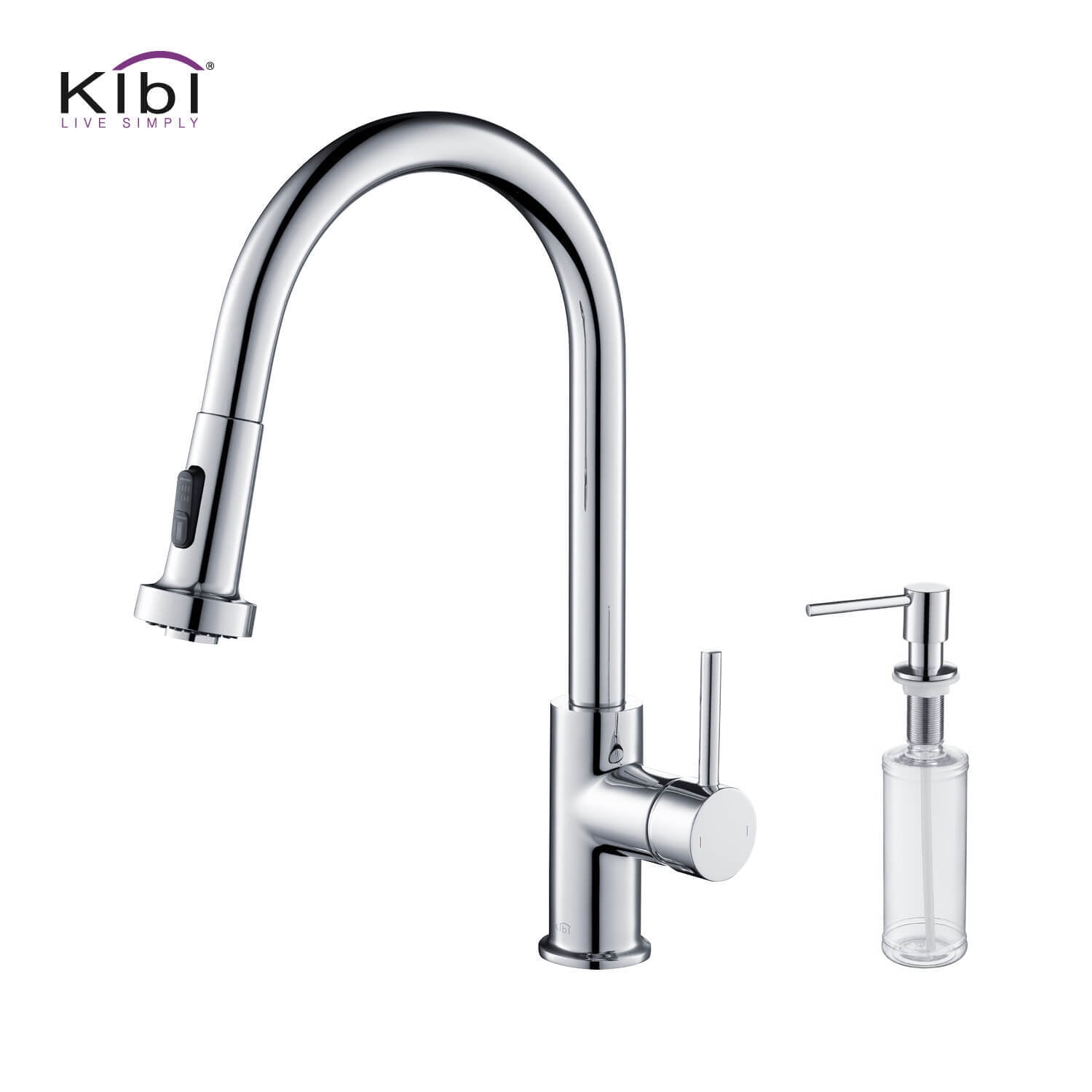 Kibi Casa Single Handle Pull Down Kitchen Sink Faucet with Soap ...