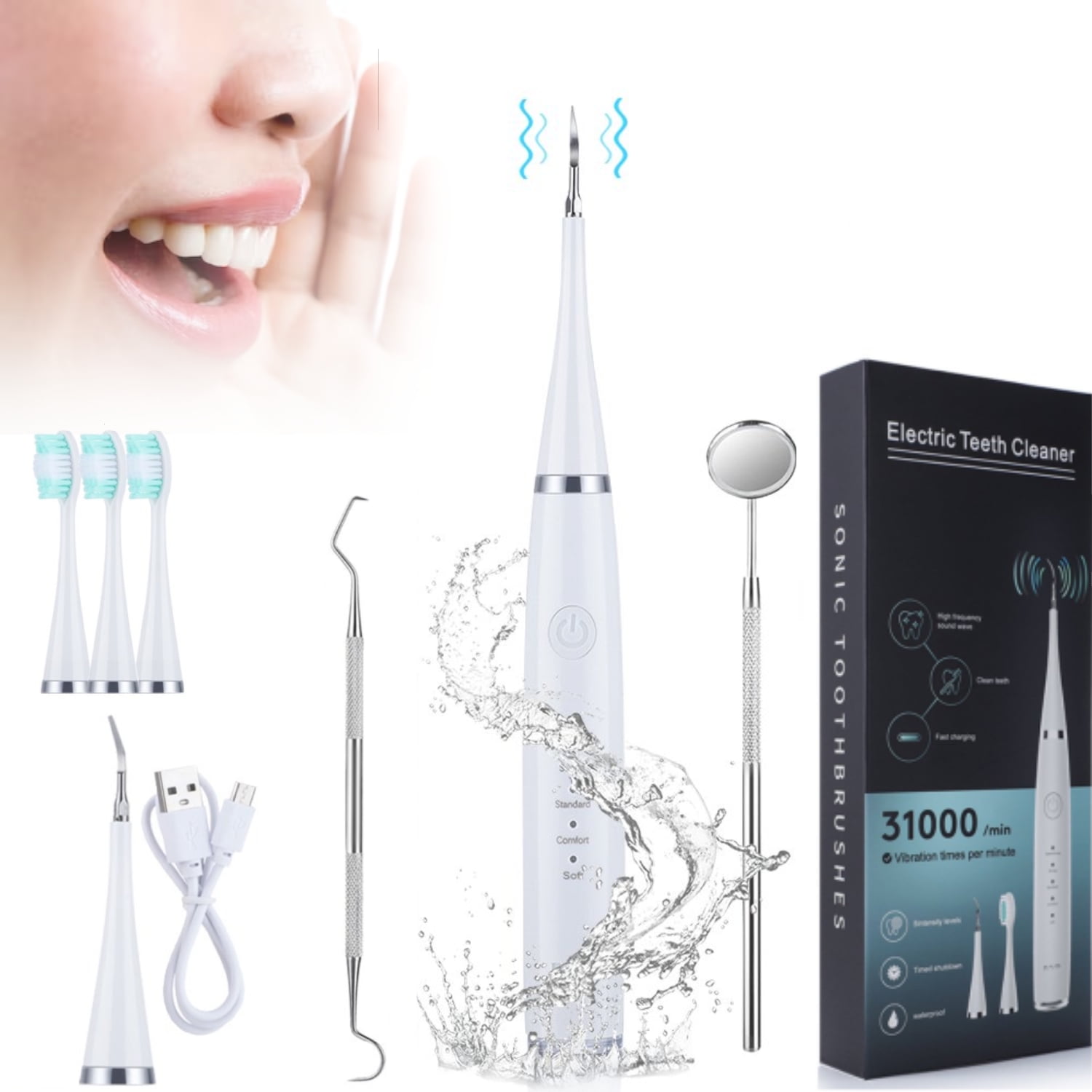 KIBVOE Electric Ultrasonic Tooth Cleaner, Tartar & Dental Calculus ...