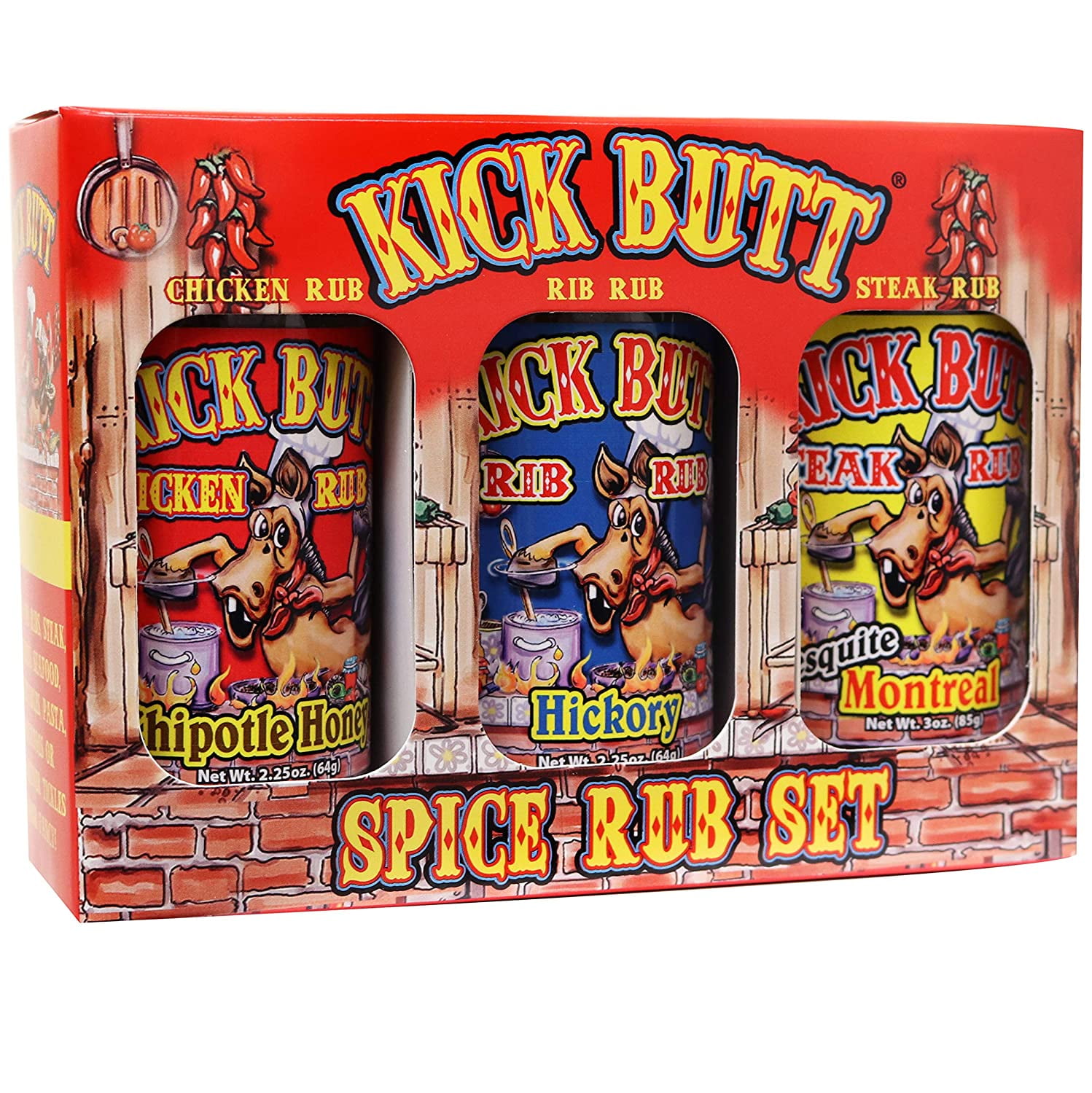 KICK BUTT Gourmet Seasoning Gift Set - BBQ Grilling Cooking Rubs - 3 ...