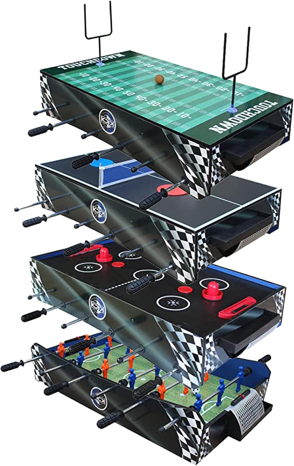 KICK Convoy 40″ 4-in-1 Mini Tabletop (Blue) - Combo Game Table Set for Playroom, Kids, Children ...