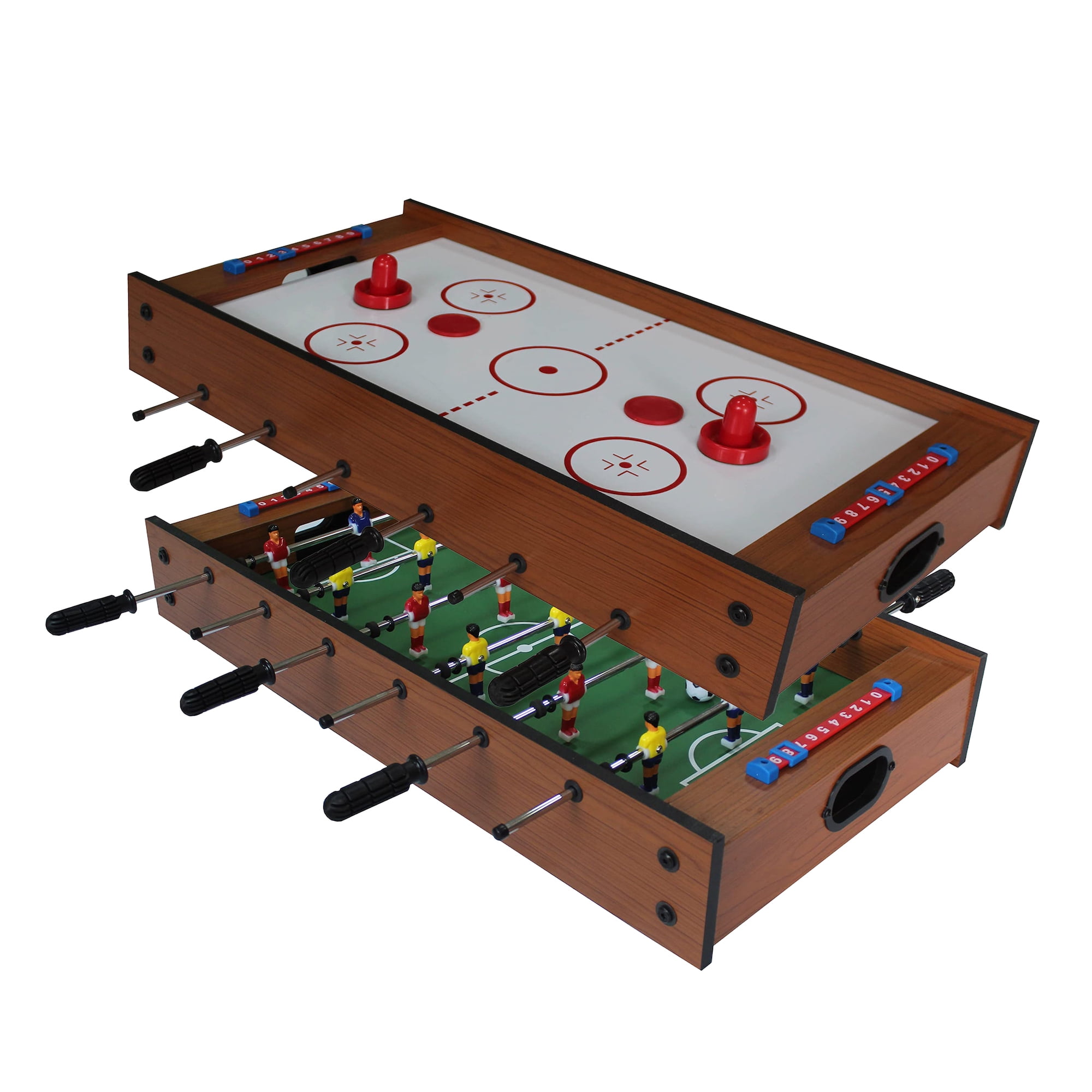 KICK Duo 30″ 2-in-1 Mini Tabletop (Brown) Combo Game Table Set for ...