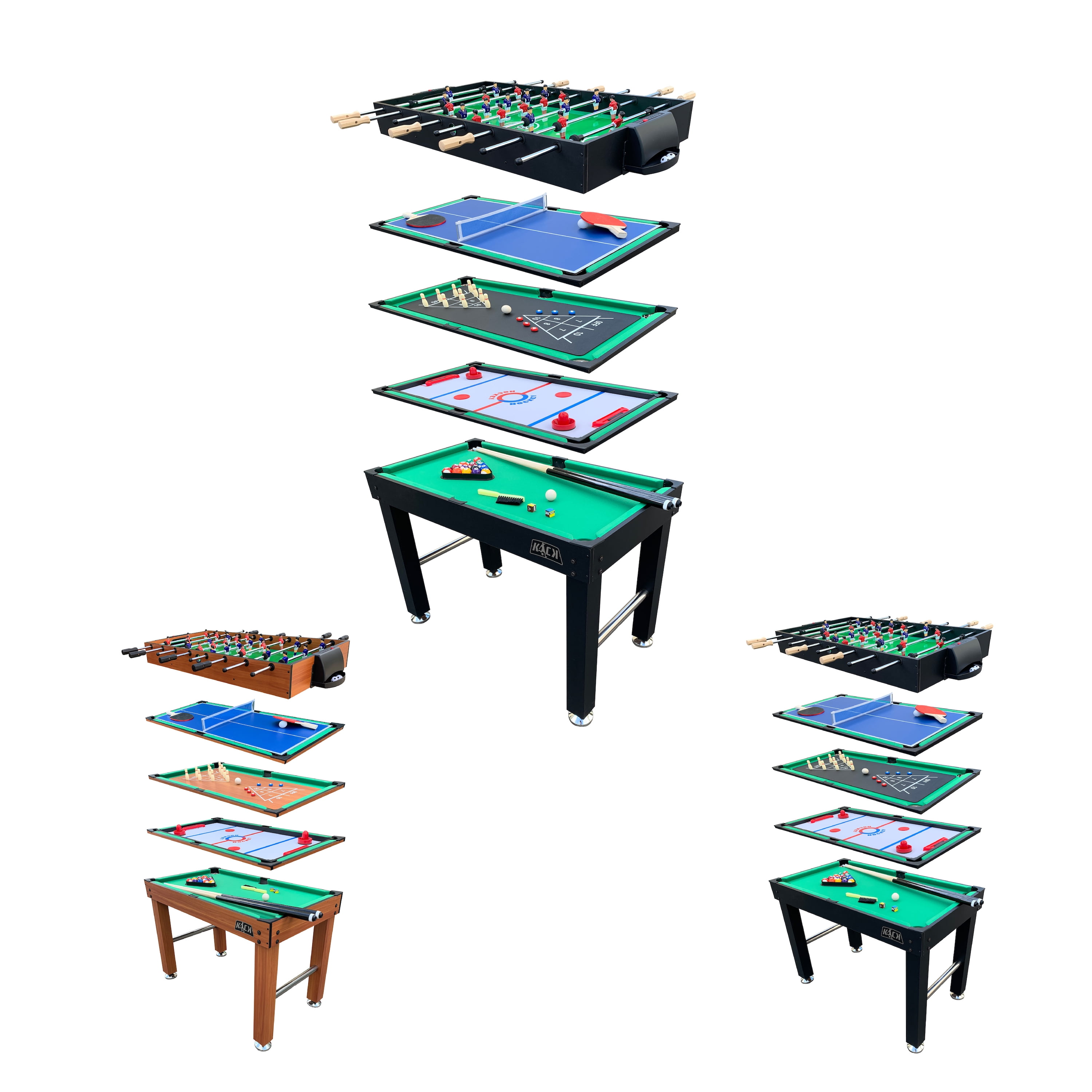 KICK Hexad 48″ 6-in-1 Multi Game Table (Black) - Combo Game Table Set ...