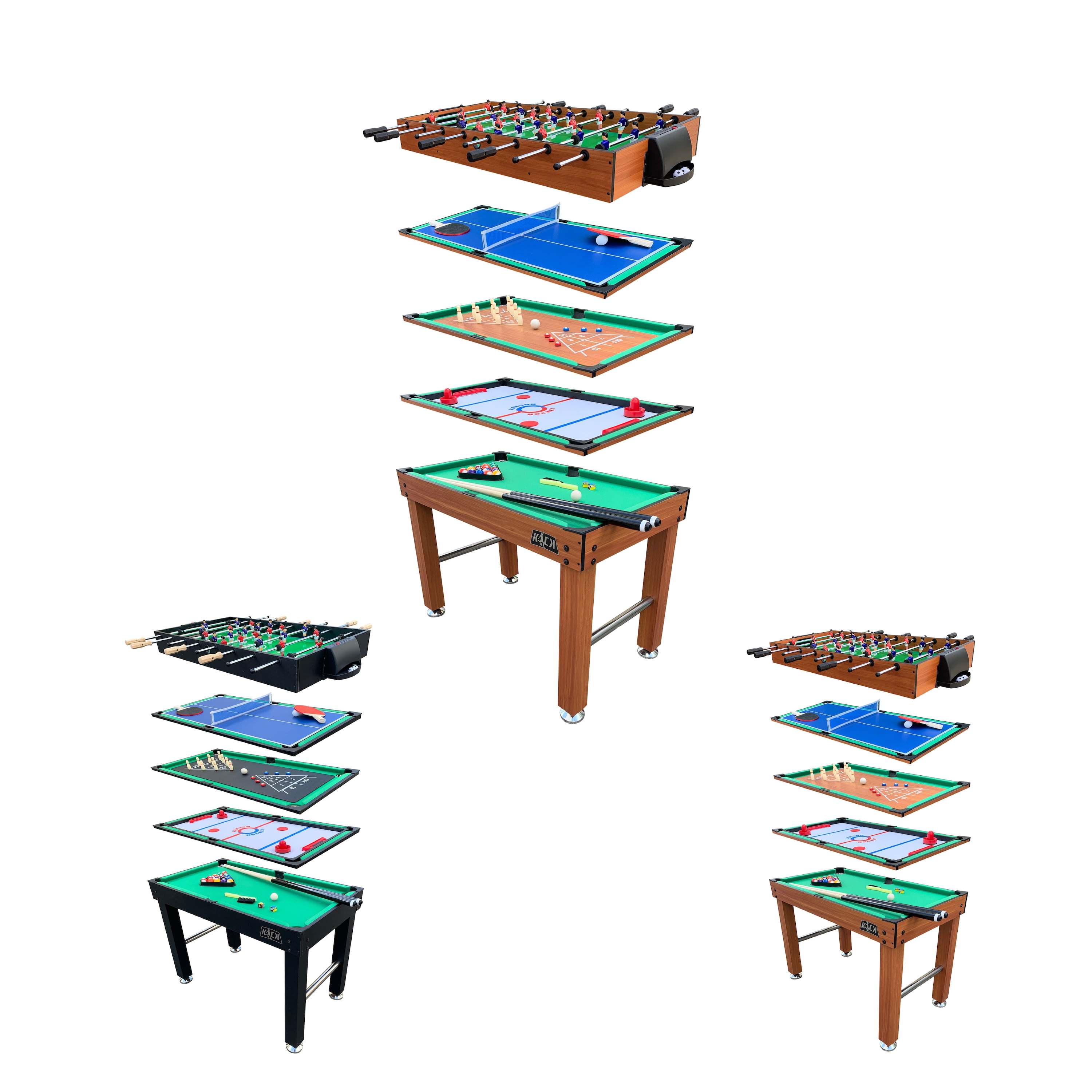 KICK Hexad 48″ 6-in-1 Multi Game Table (Brown) - Combo Game Table Set ...