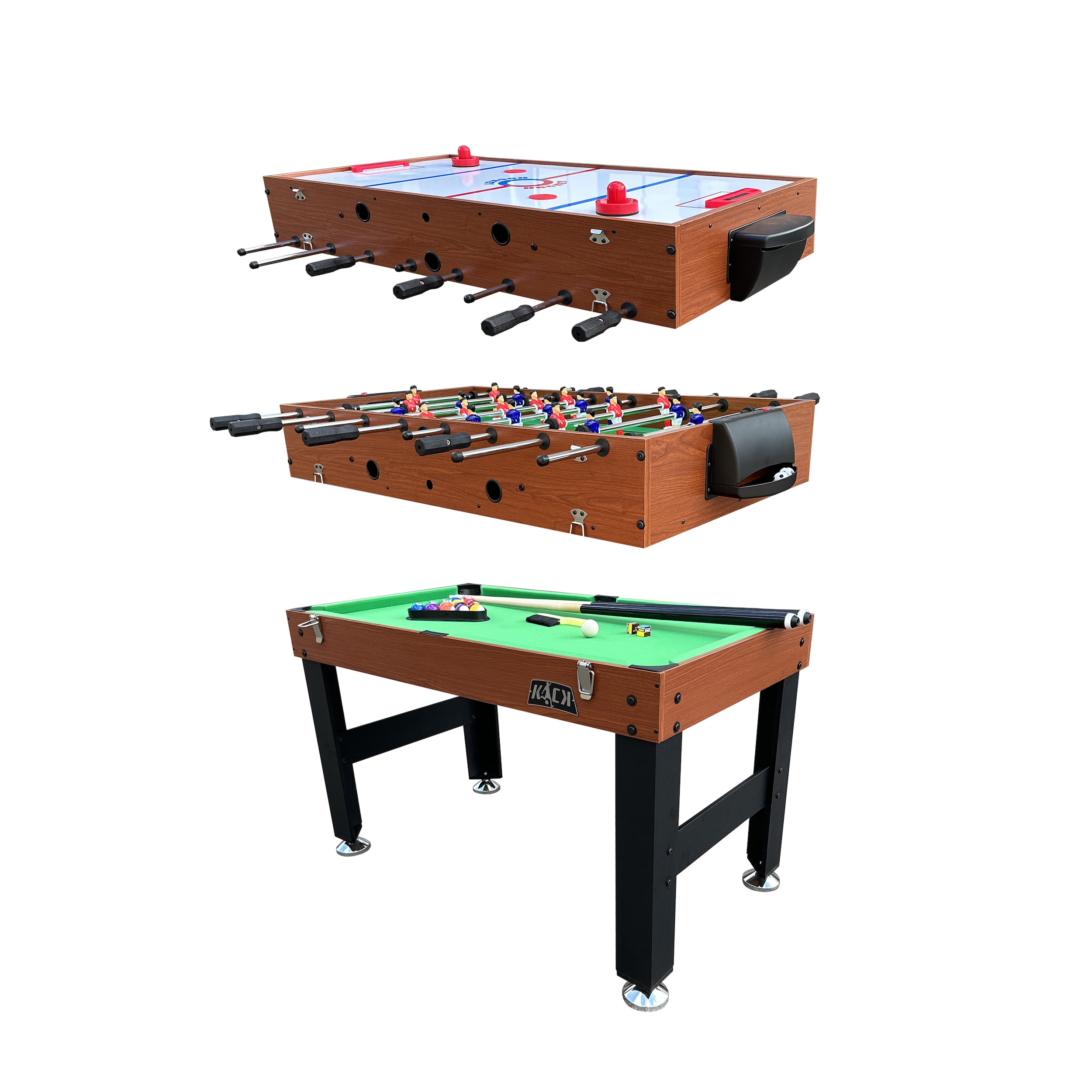 KICK Trio 48″ 3-in-1 Wooden Top Multi Game Table - Billiards, Air ...