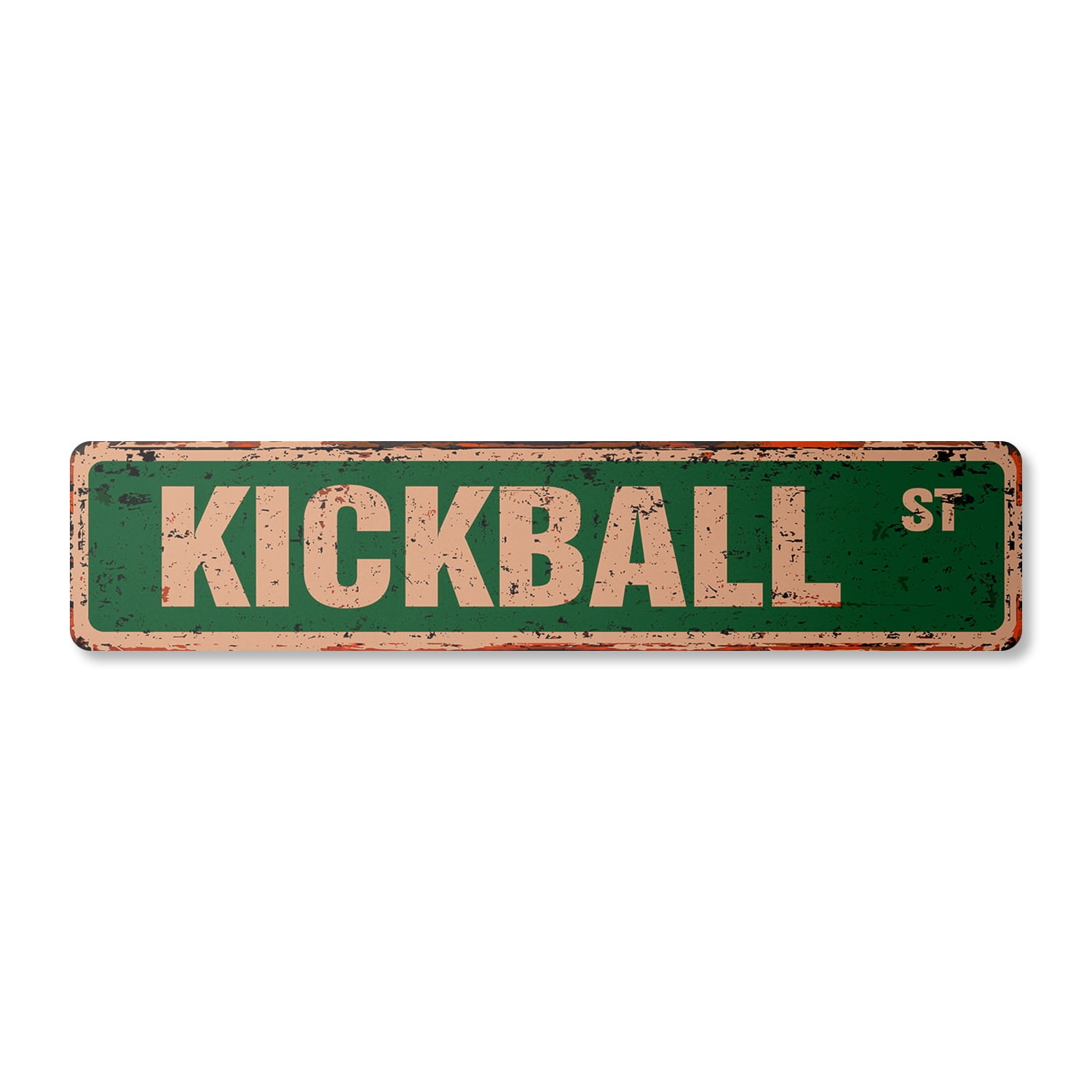 KICKBALL Vintage Aluminum Street Sign balls goalie goal net team rustic ...