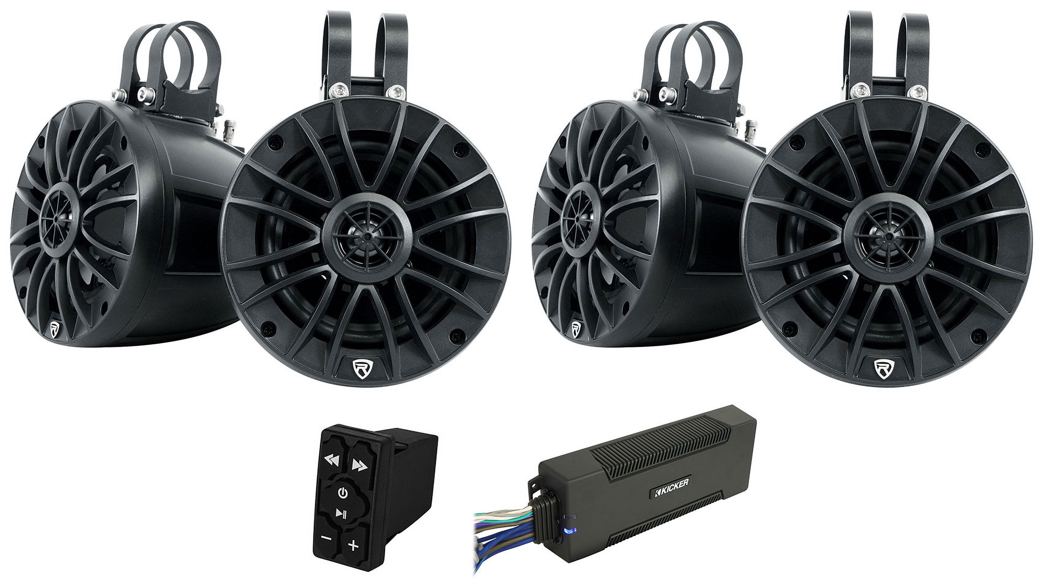 KICKER 48PXA10005 5-Channel Amplifier Amp+4) Tower Speakers+Bluetooth ...