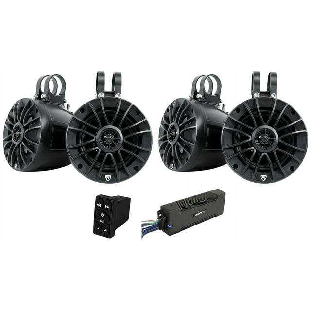 KICKER 48PXA10005 5-Channel Amplifier Amp+4) Tower Speakers+Bluetooth ...