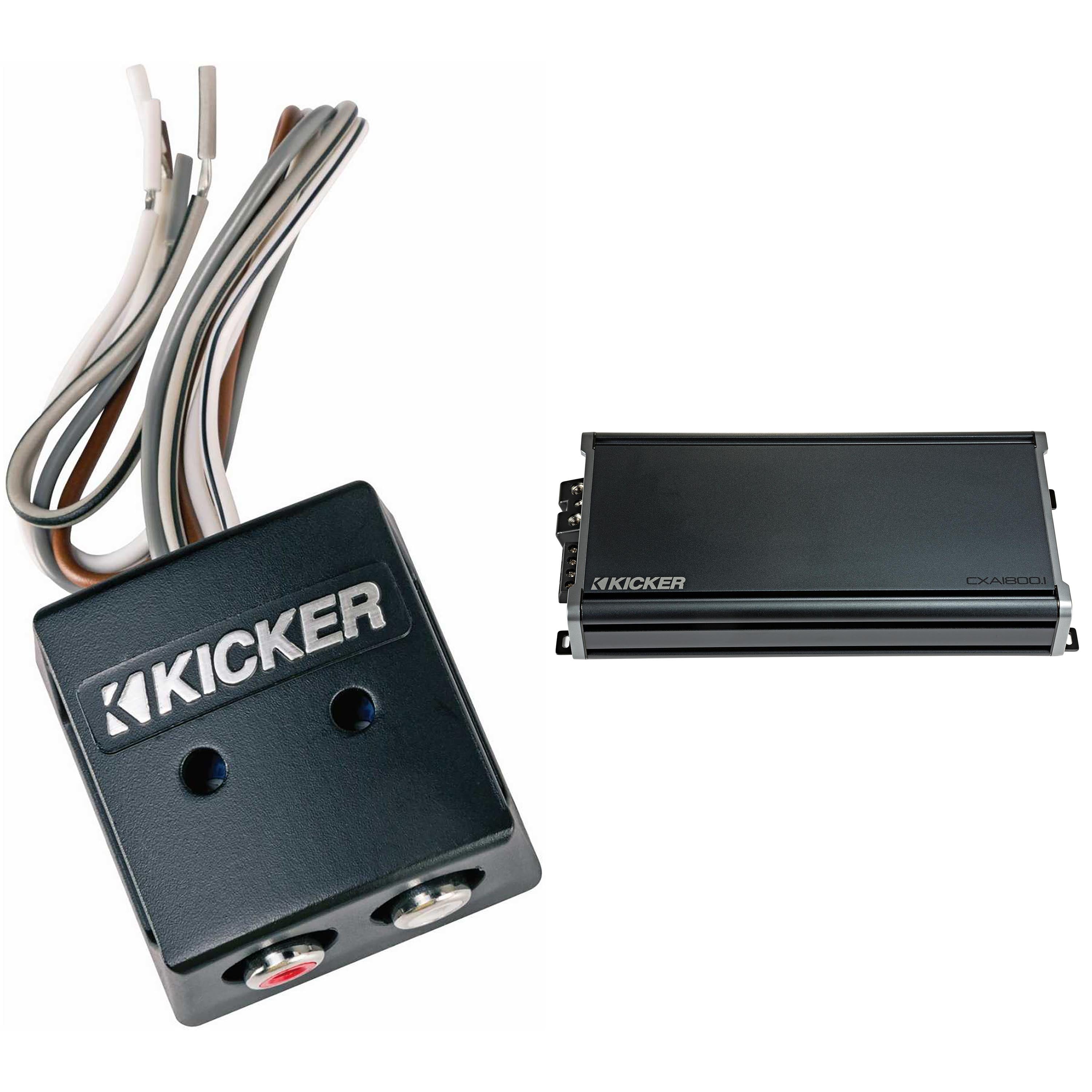 KICKER CX1800.1 Mono Amplifier & KISLOC Line Output Converter Bundle ...