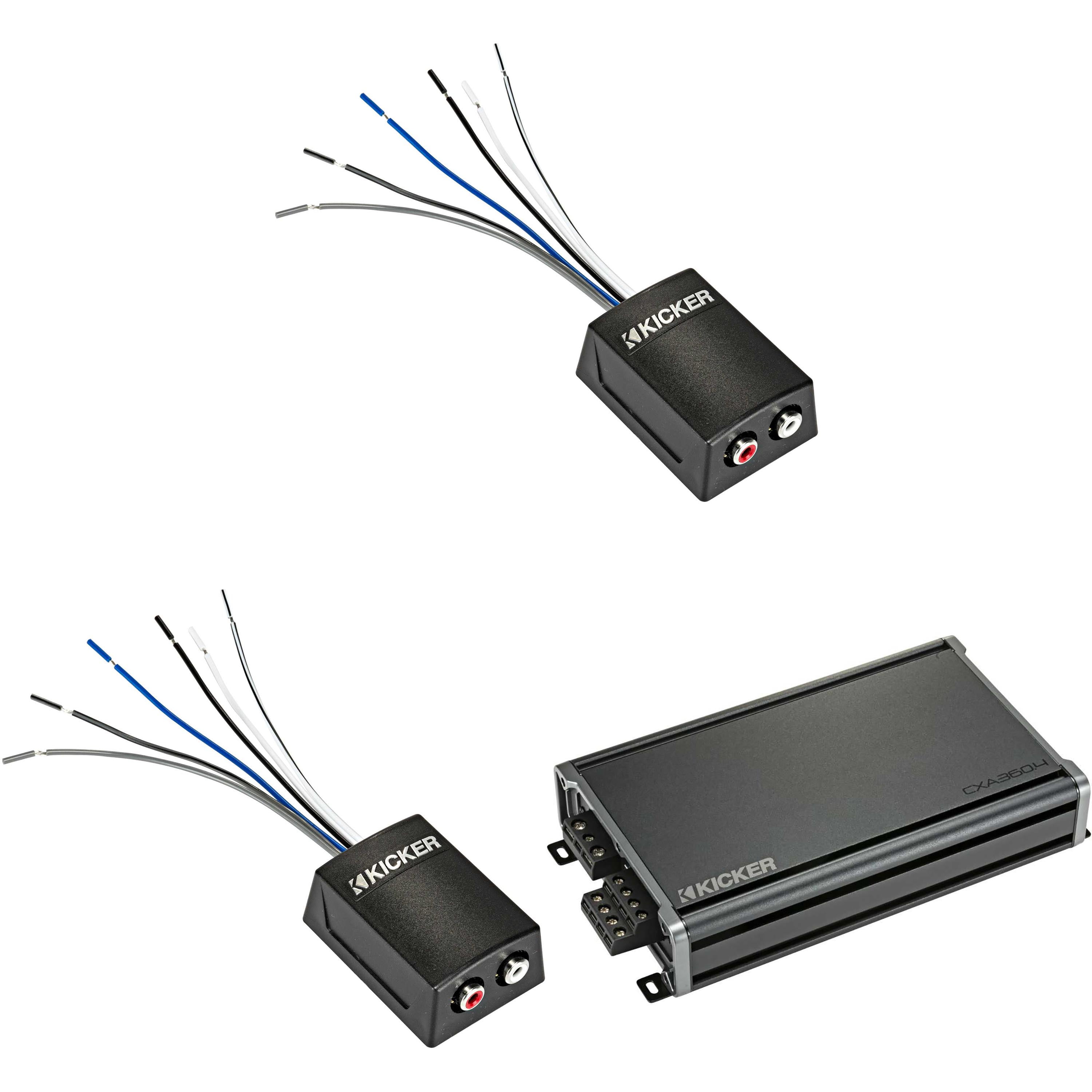 KICKER CX360.4 4-Channel Amplifier & (2) KISLOC2 Line Output Converter ...