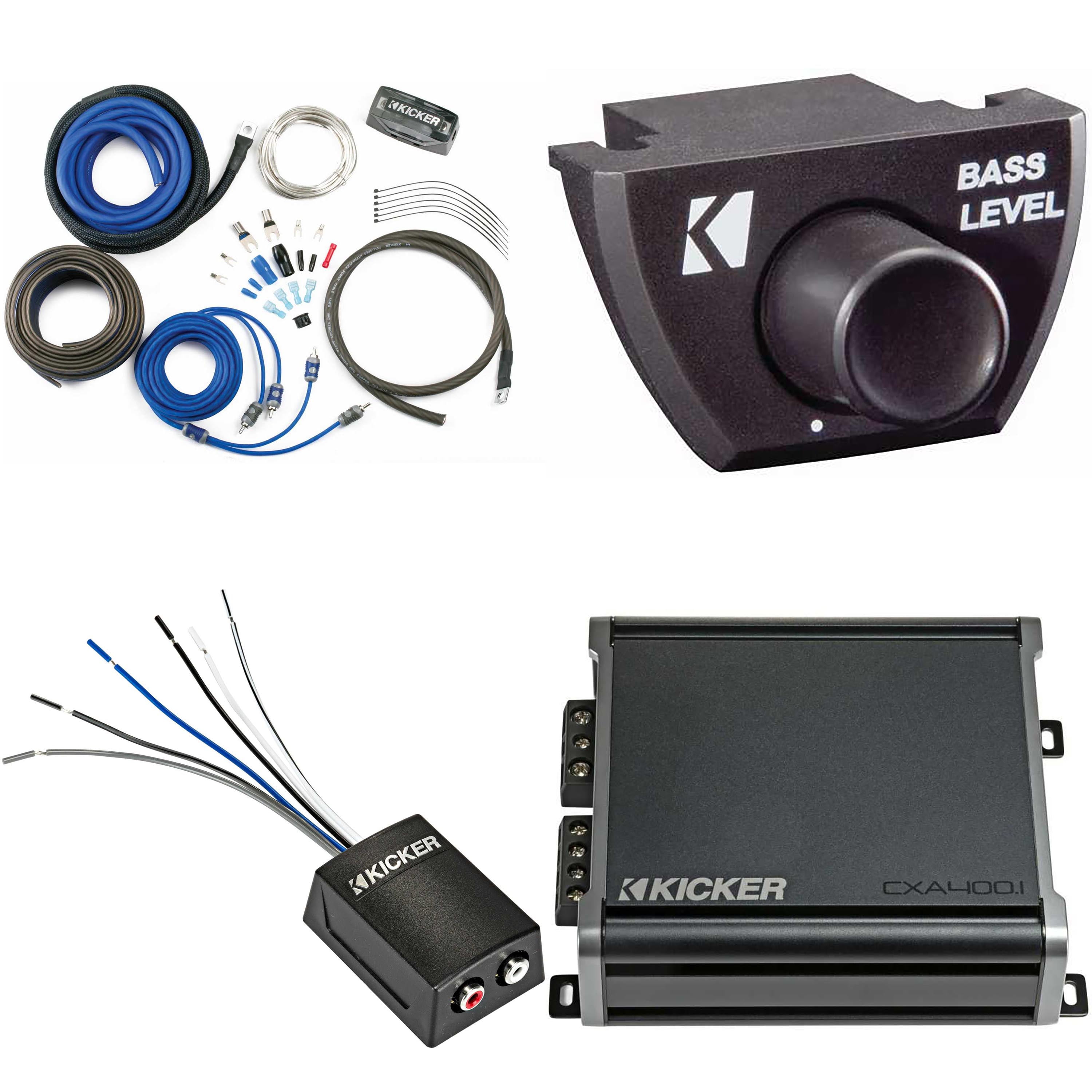 KICKER CX400.1 Mono Amplifier & KISLOC2 Line Output Converter w/ 8AWG ...